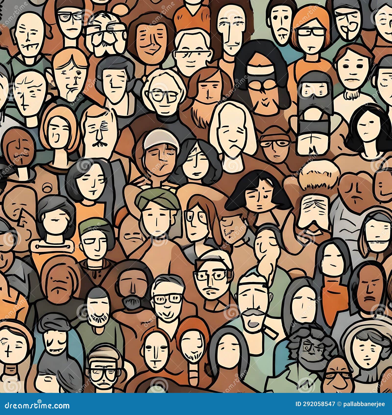 Cartoon Collage of Different People Stock Illustration - Illustration ...