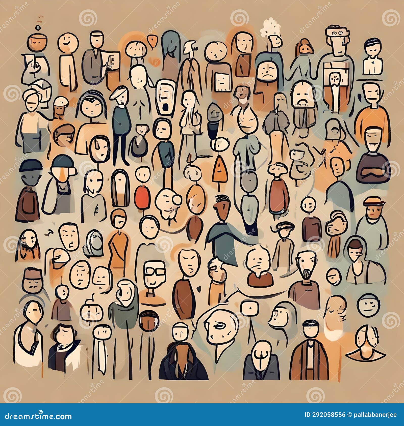 Cartoon Collage of Different People Stock Illustration - Illustration ...