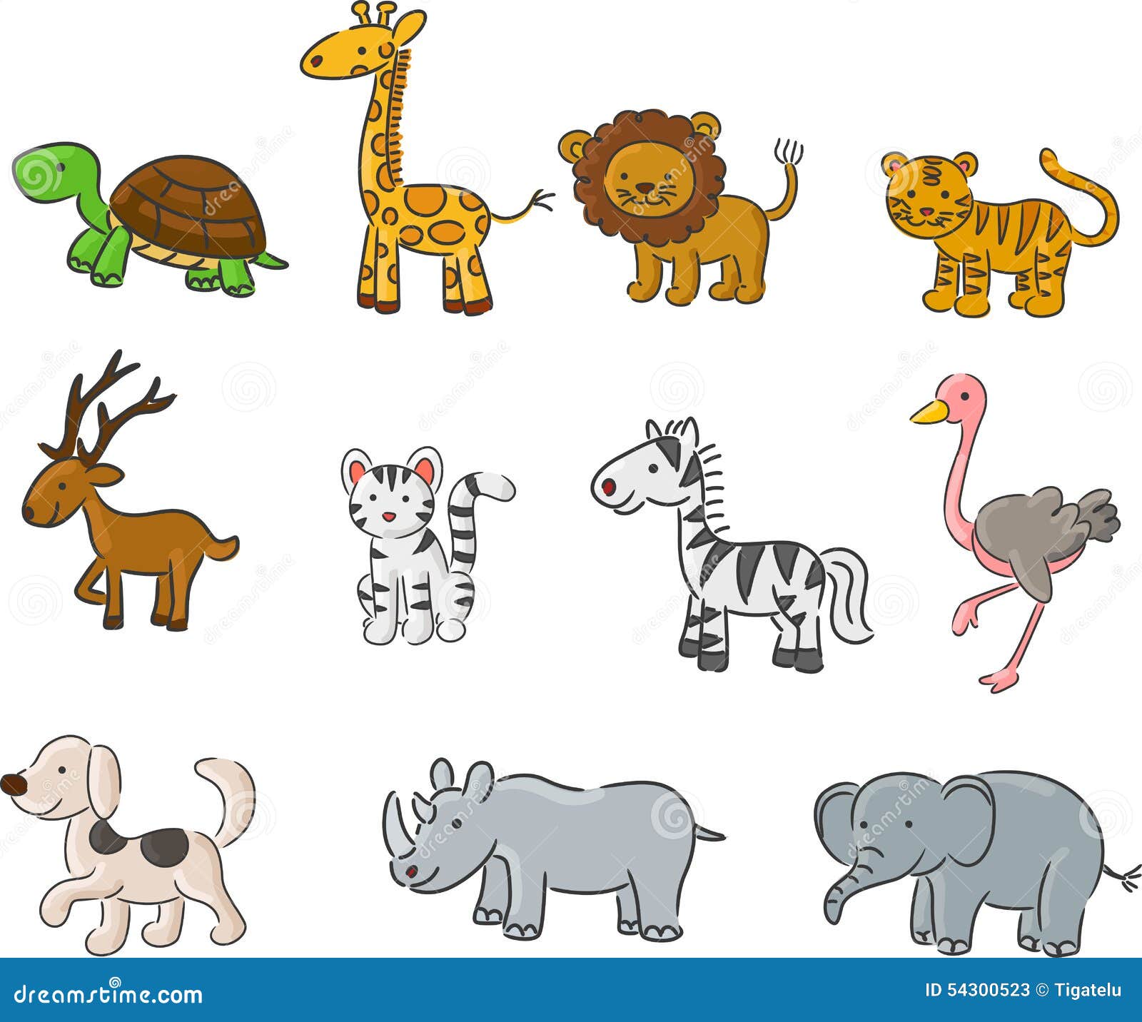 Collection Of Zoo Animals With Guide Cartoon Vector | CartoonDealer.com ...