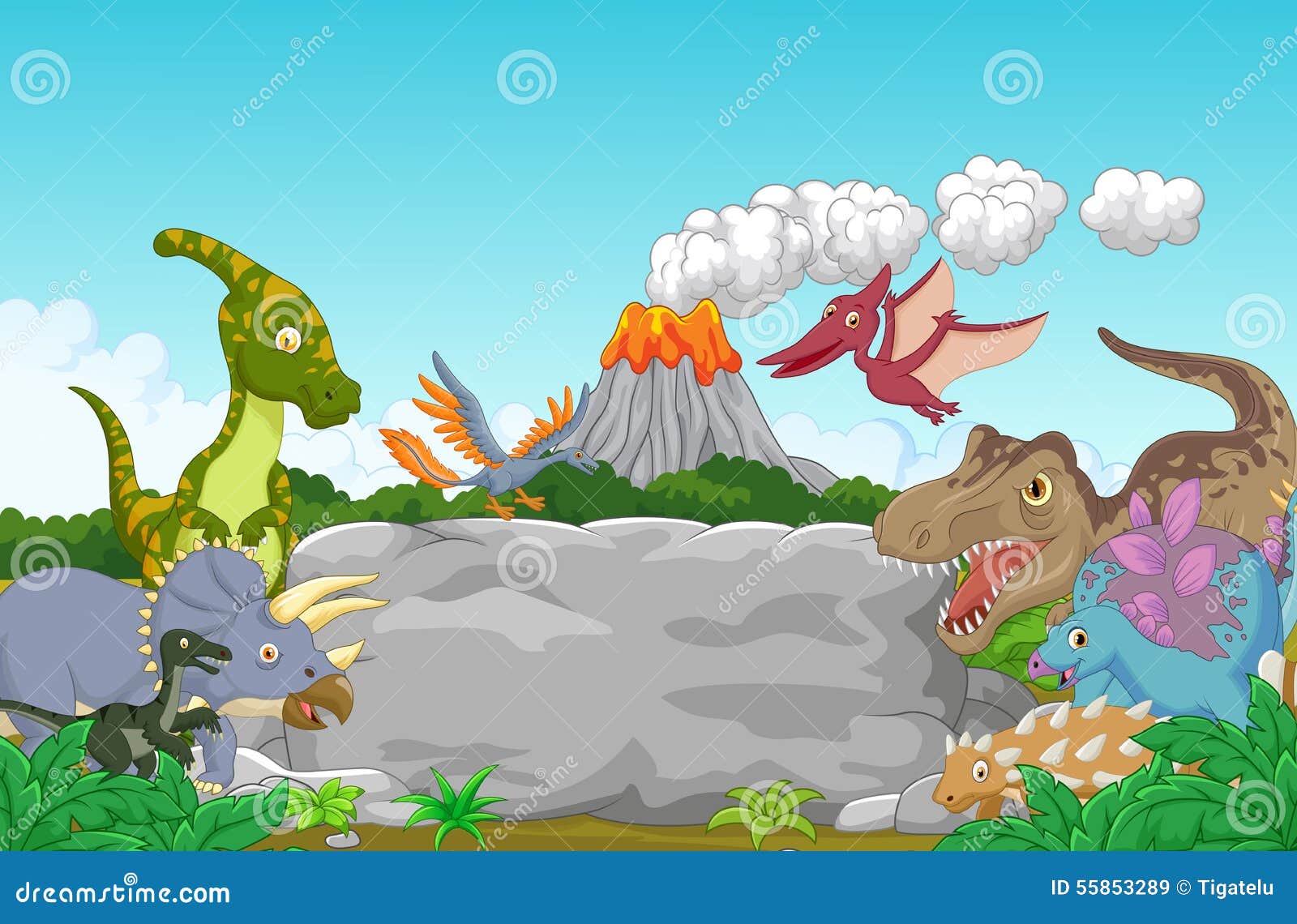 T-Rex Dinosaur In The Jungle, With Its Mouth Open In A Menacing Growl ...