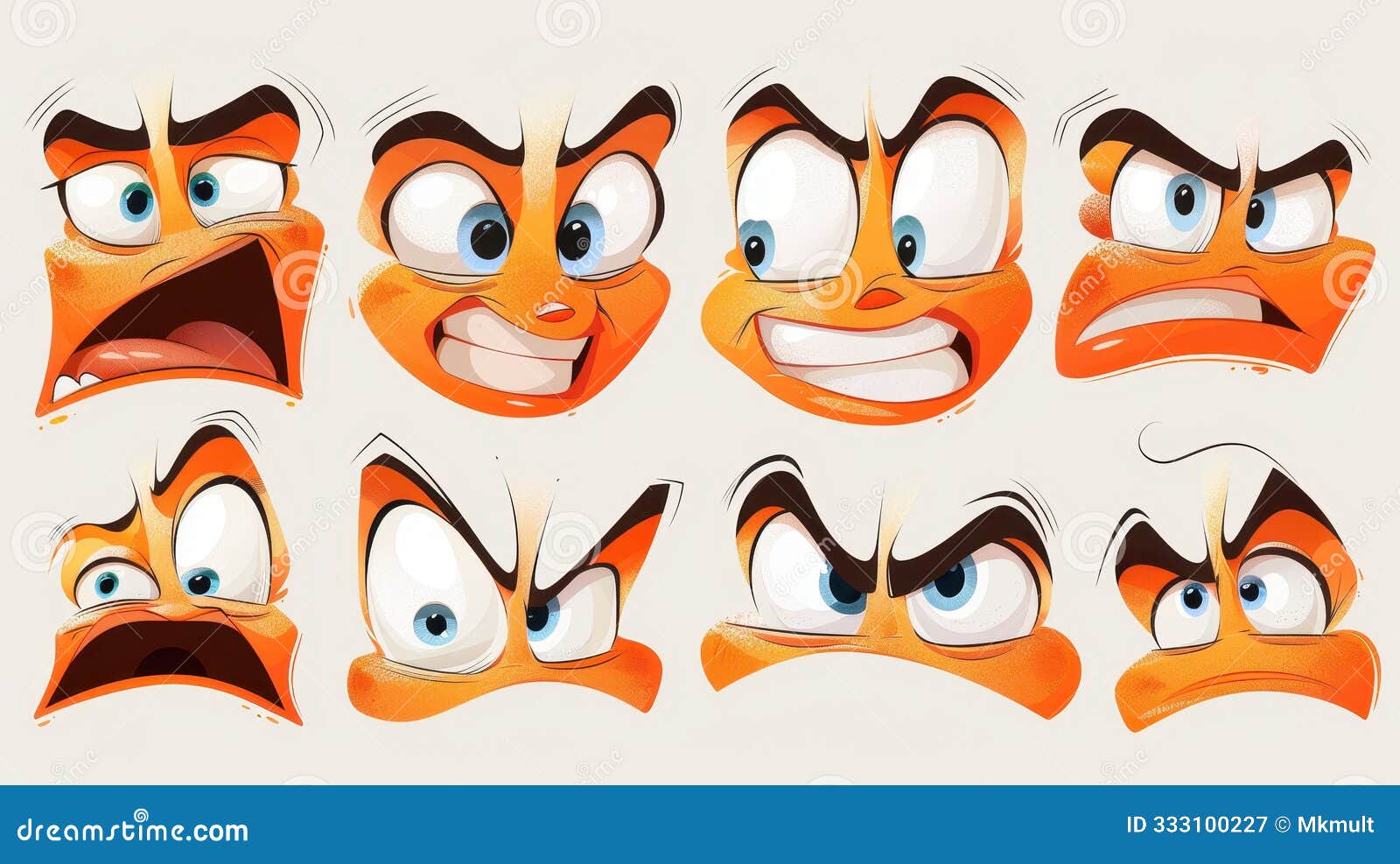 A Vivid Collection of Cartoon Faces Showcasing a Variety of Emotions ...