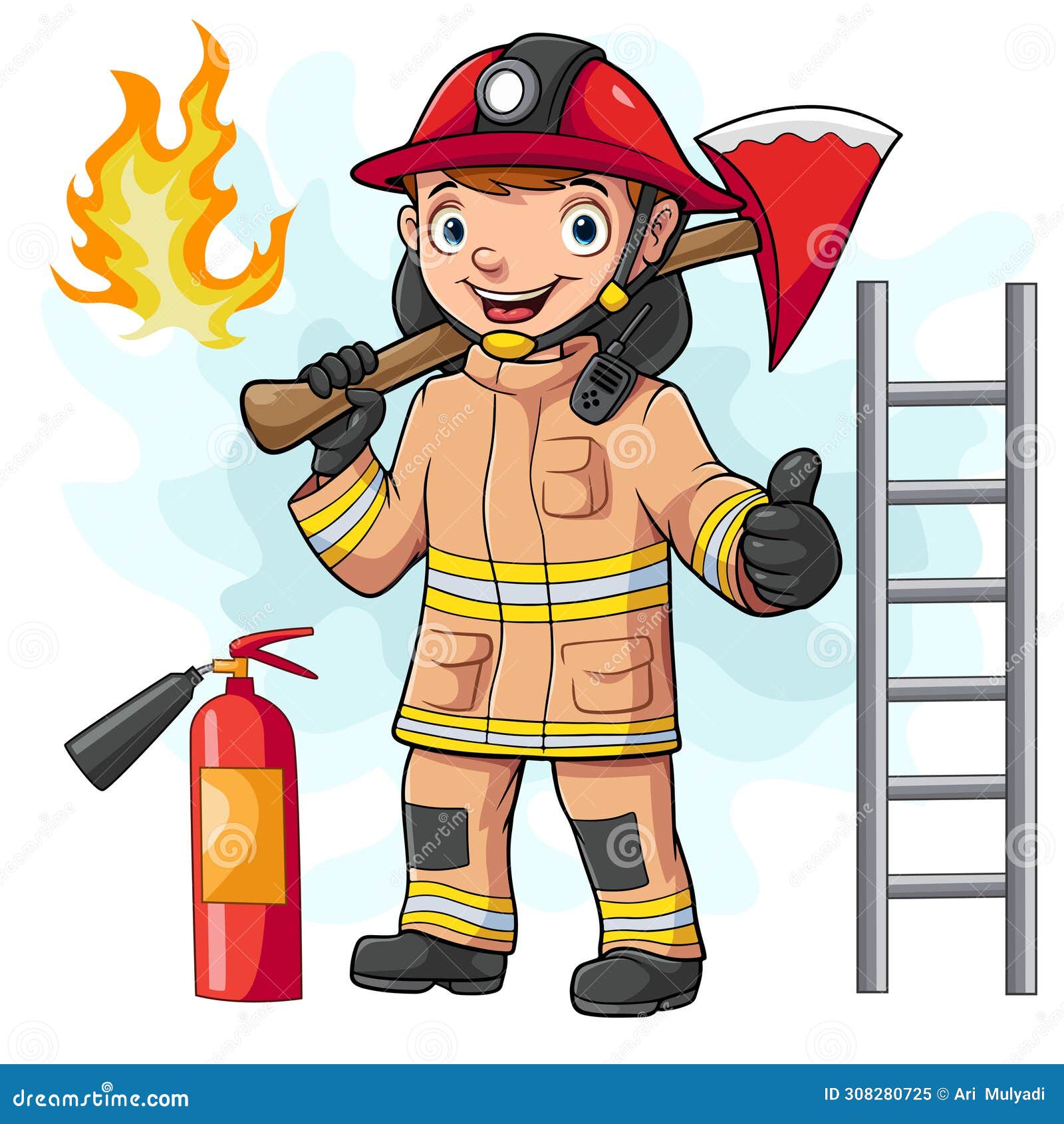 Cartoon Collection of Fire Equipment Stock Vector - Illustration of ...