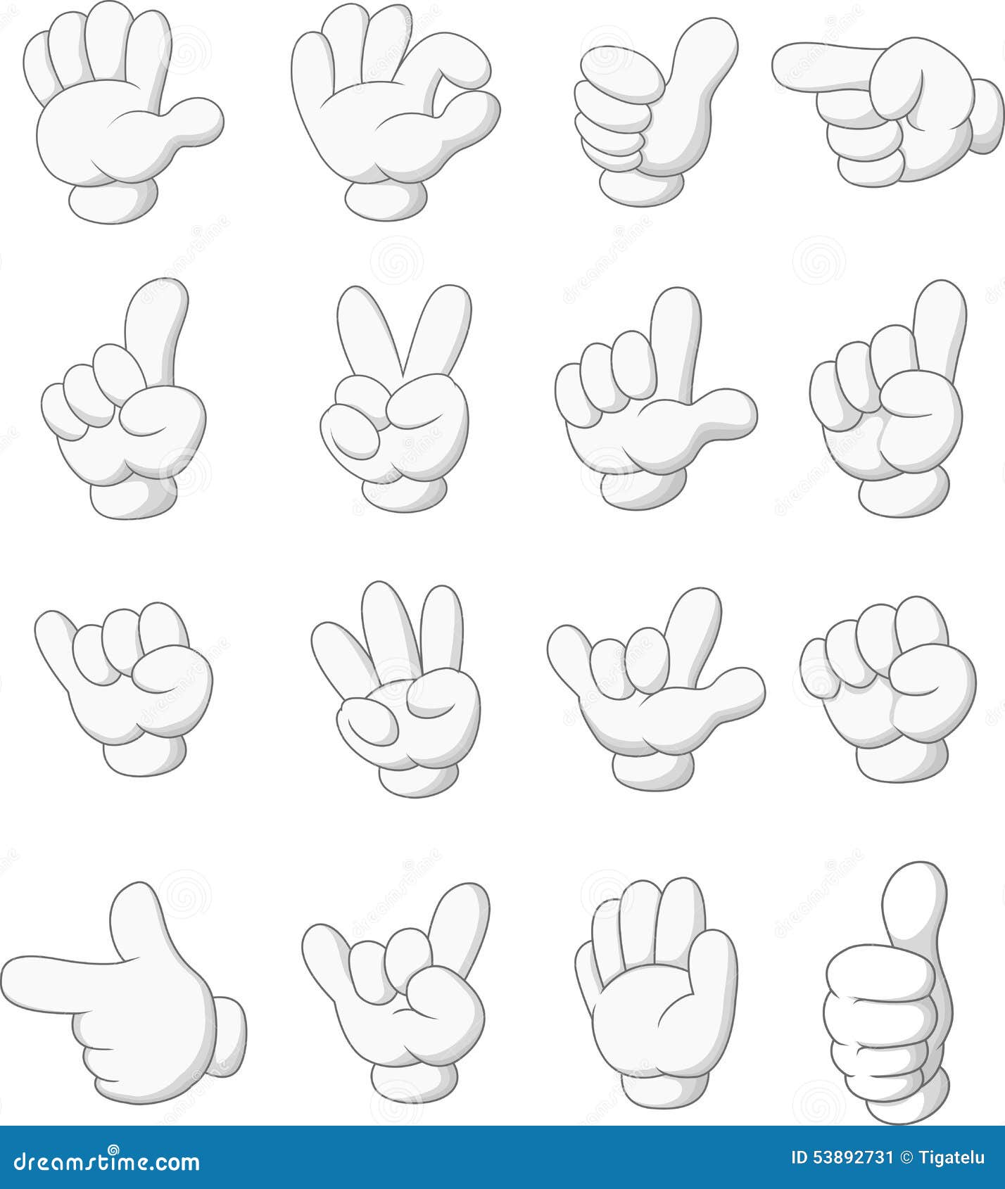 Cartoon Collection Hand Shape Stock Vector - Illustration of motion ...