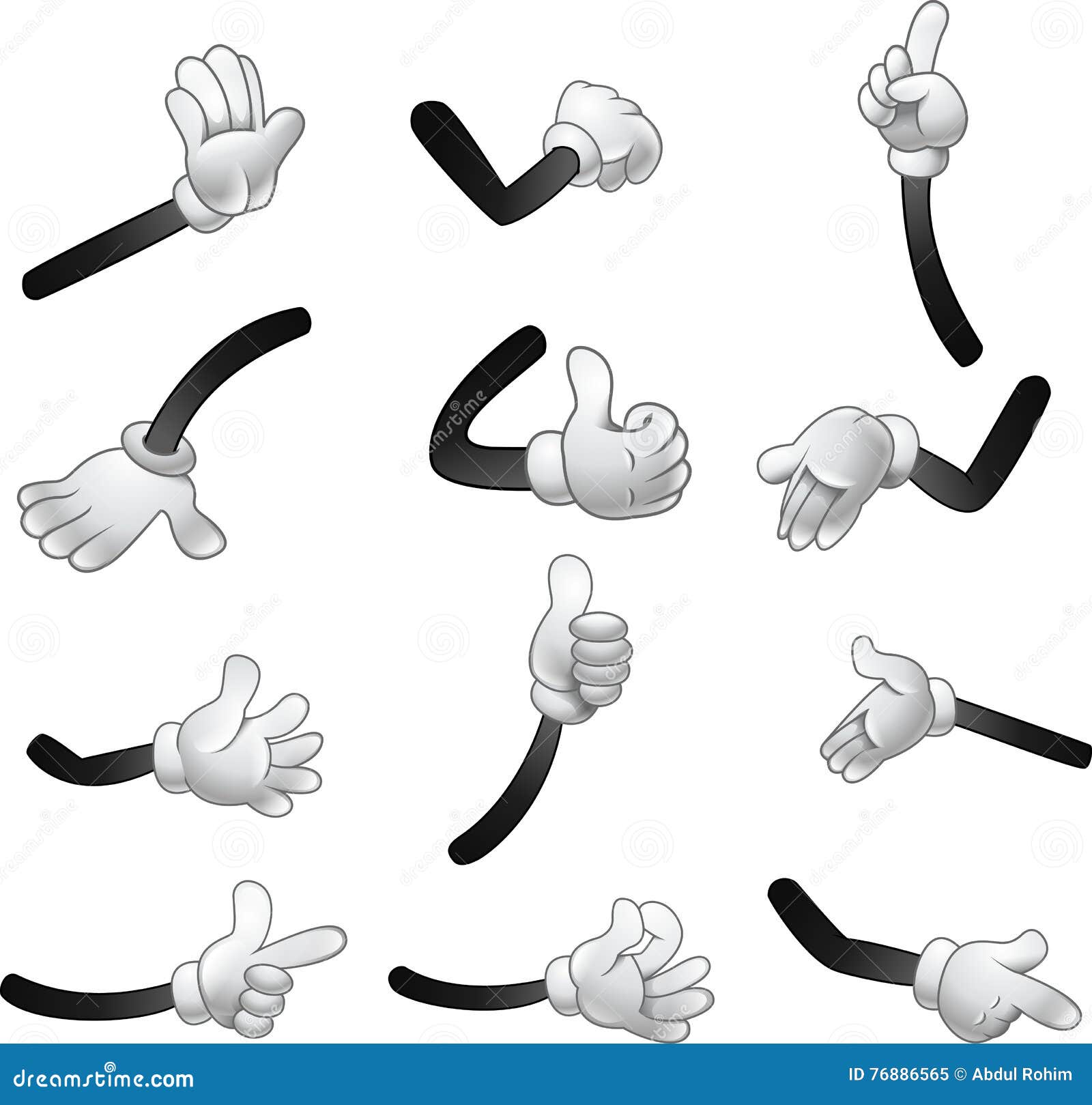 Cartoon Collection of Hand Sign Stock Vector - Illustration of pointing ...