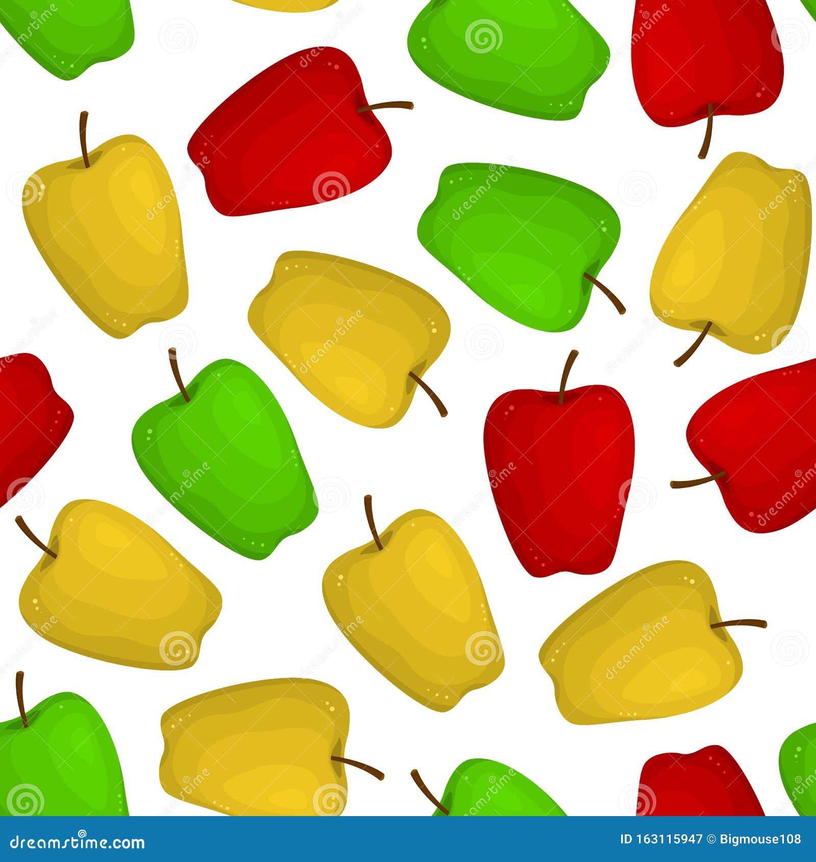 Cartoon Color Apple Seamless Pattern Background. Vector Stock Vector ...