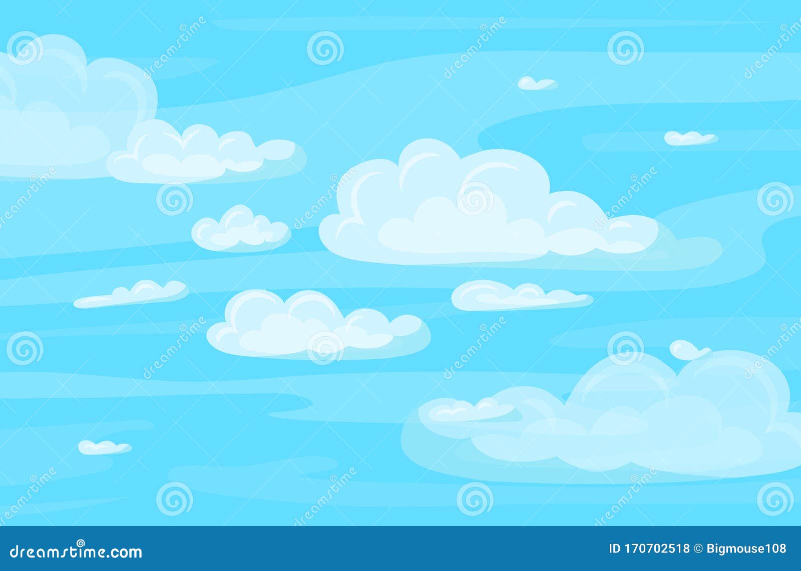Cartoon Color Blue Sky and Clouds Card Background Concept. Vector Stock ...