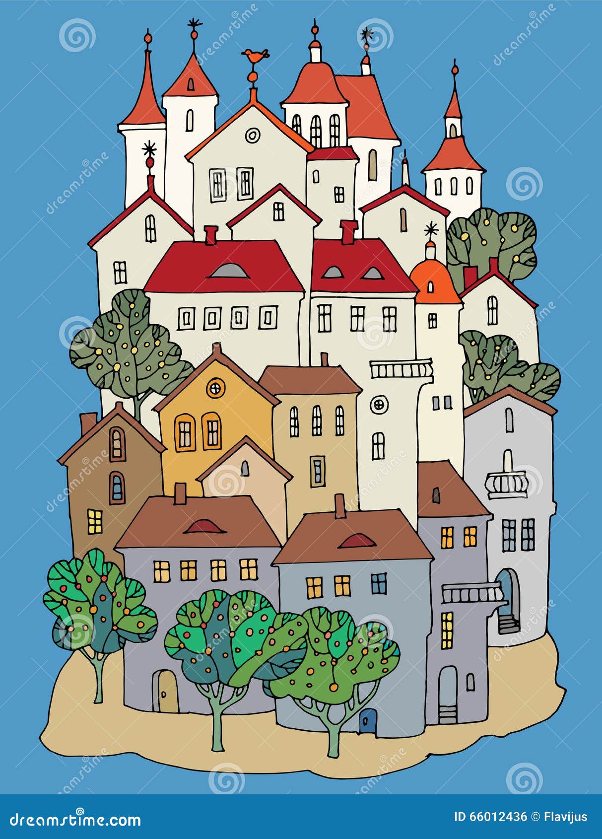 Cartoon color castle stock vector. Illustration of cheerful - 66012436