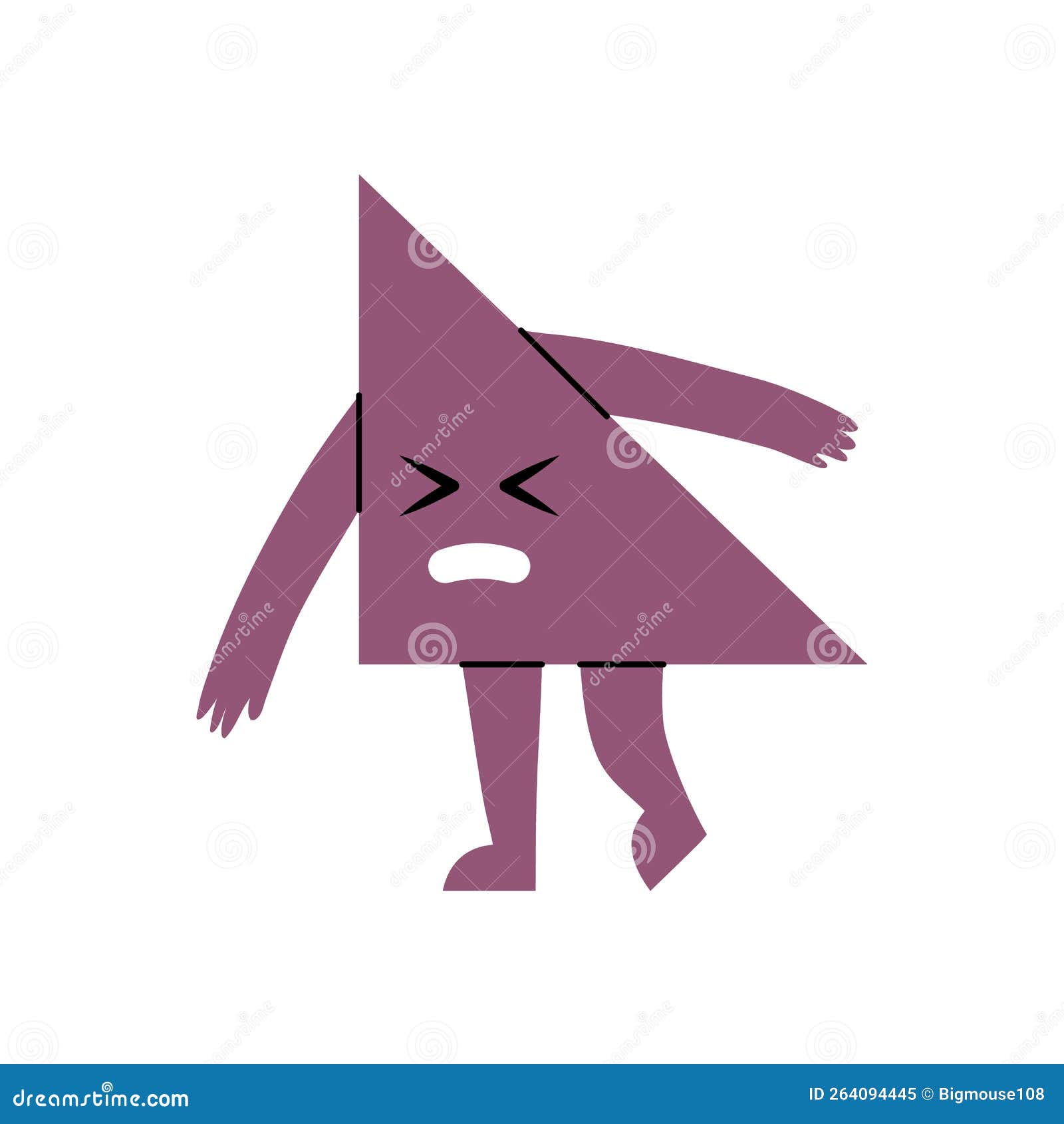 Cartoon Color Character Geometric Comic Creature Triangle. Vector Stock ...