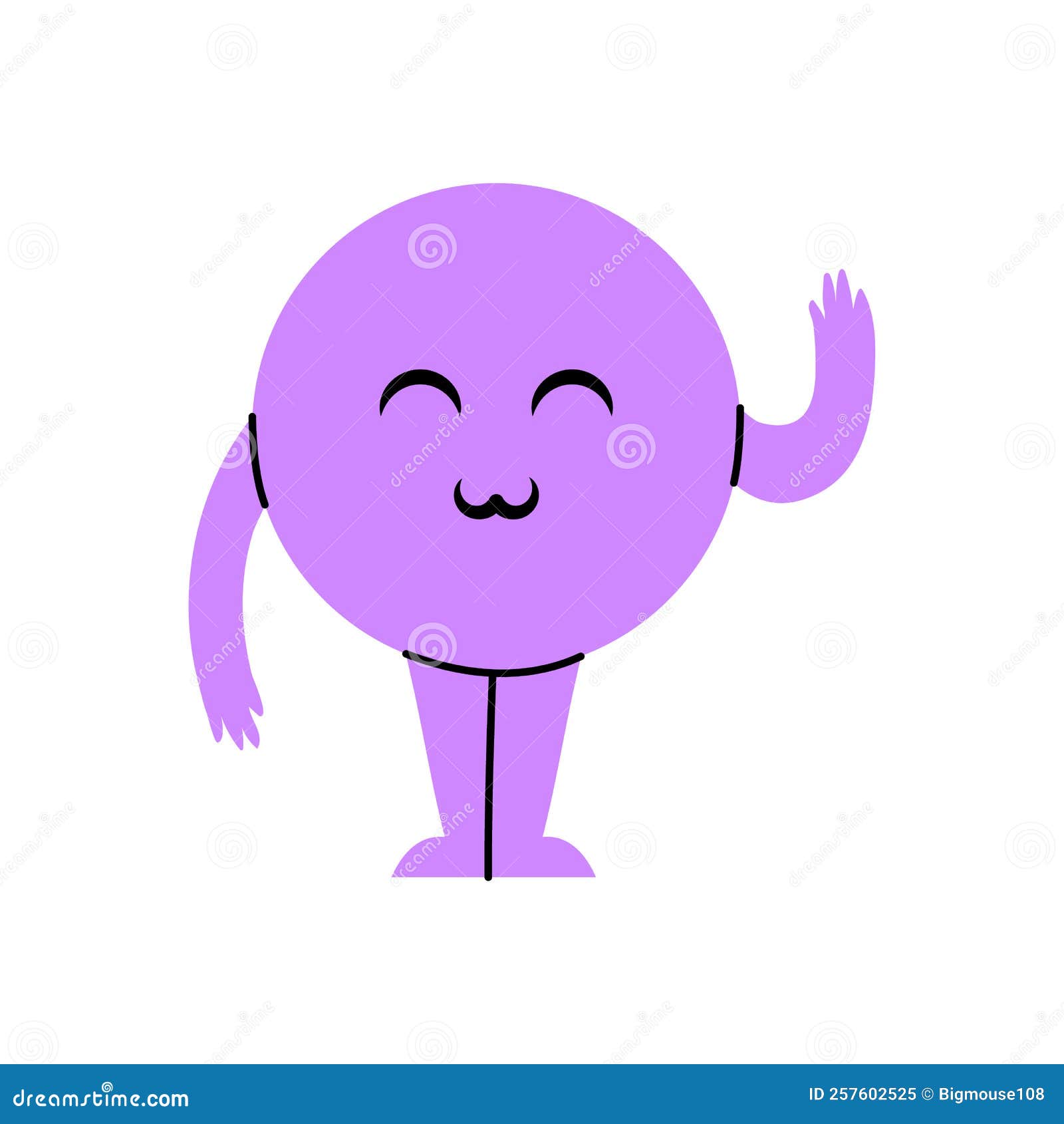 Cartoon Color Character Geometric Comic Creature Violet Circle. Vector ...