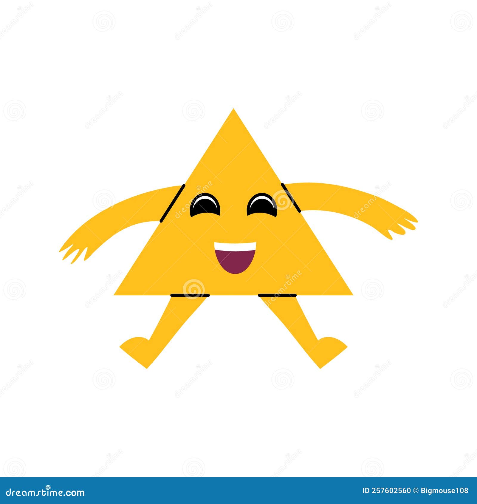 Cartoon Color Character Geometric Comic Creature Yellow Triangle ...