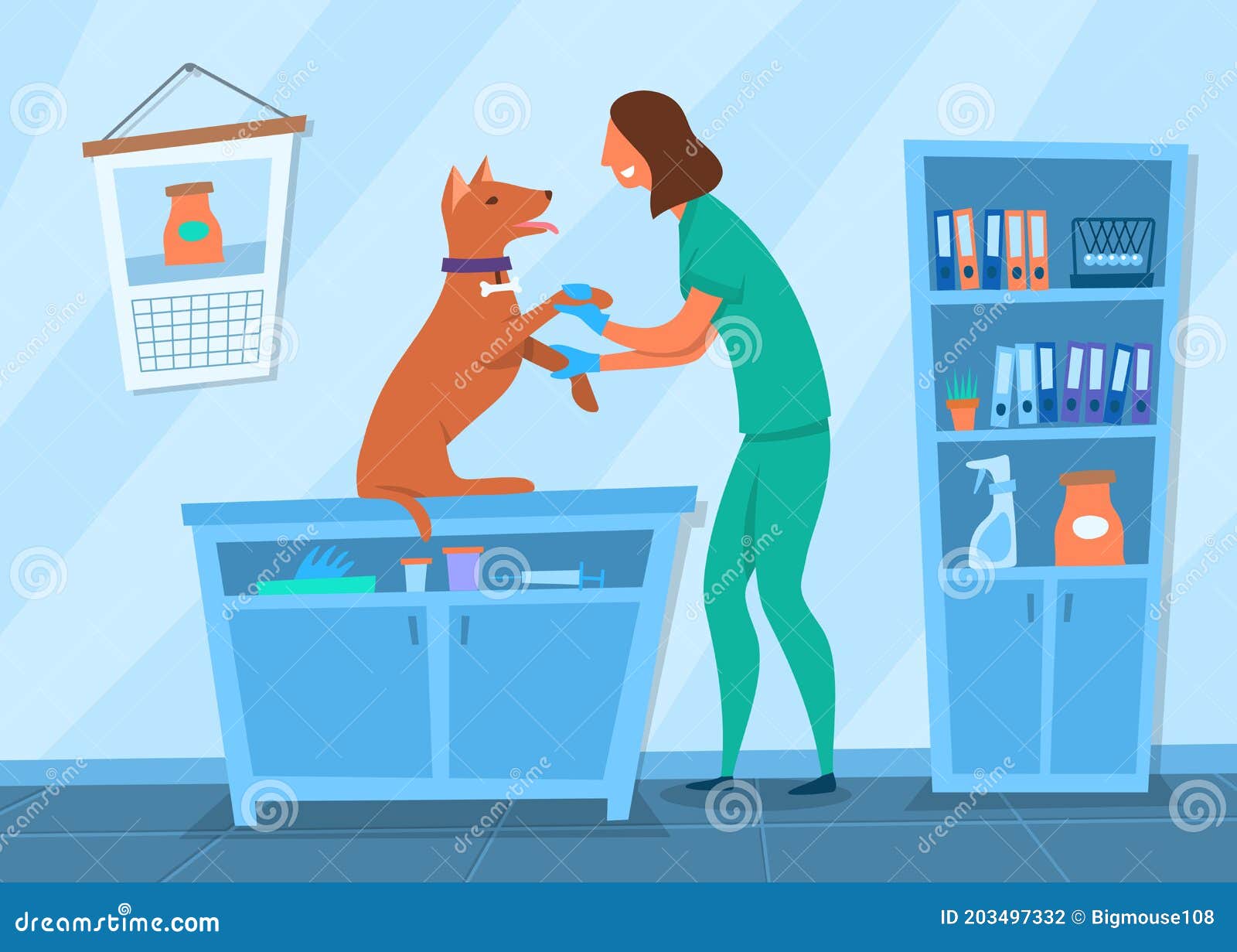 Cartoon Color Character Person Girl and Veterinary Concept. Vector ... Cartoon Color Character Person Girl and Veterinary Concept. Vector ...