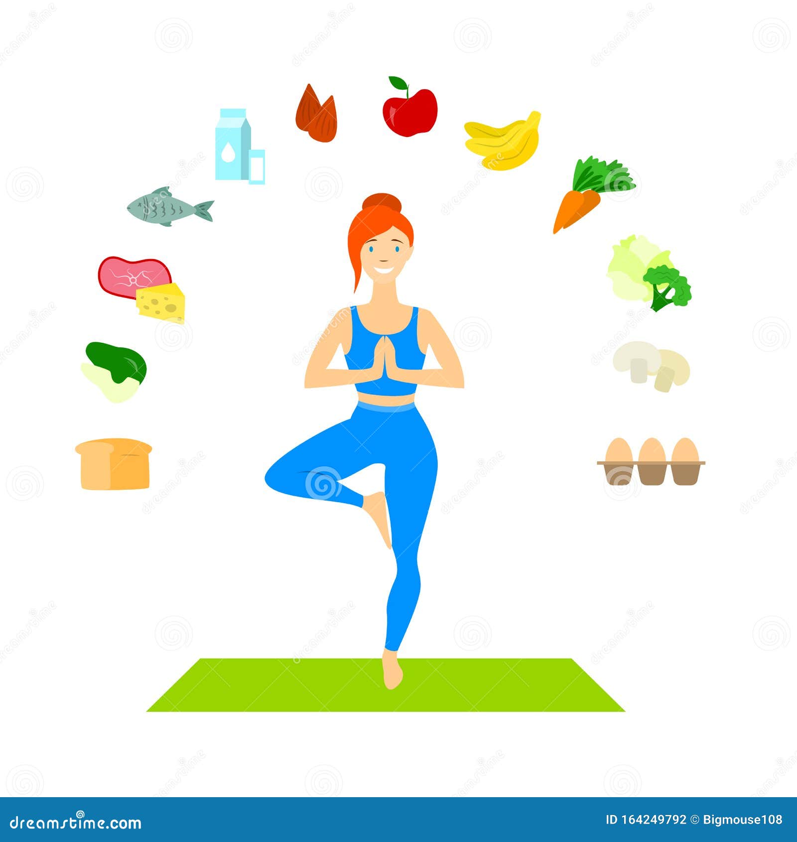 Cartoon Color Character Person and Healthy Food Concept. Vector Stock ... Cartoon Color Character Person and Healthy Food Concept. Vector Stock ...