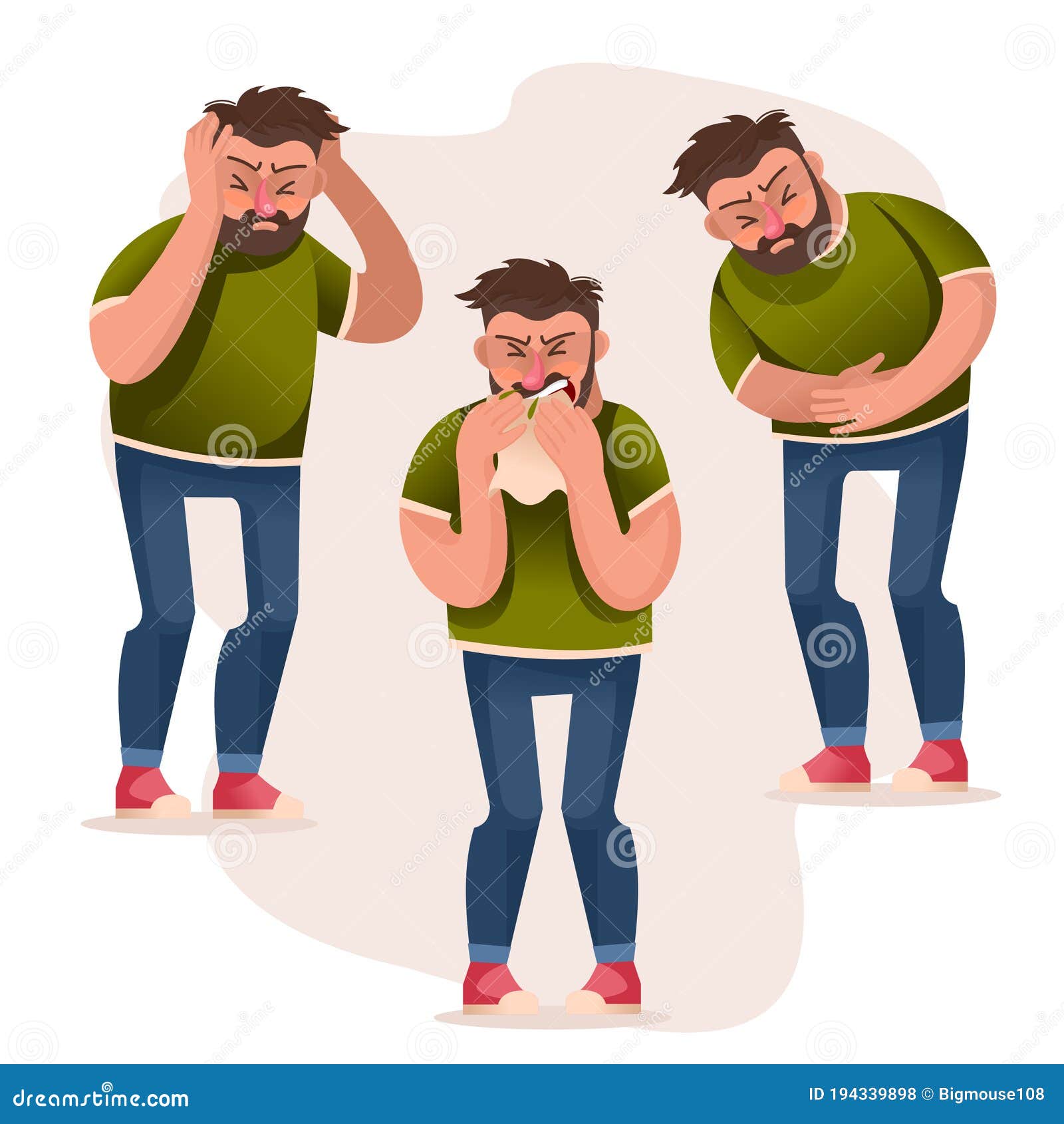 Cartoon Color Character Person Man Symptoms Illness Concept. Vector ... Cartoon Color Character Person Man Symptoms Illness Concept. Vector ...
