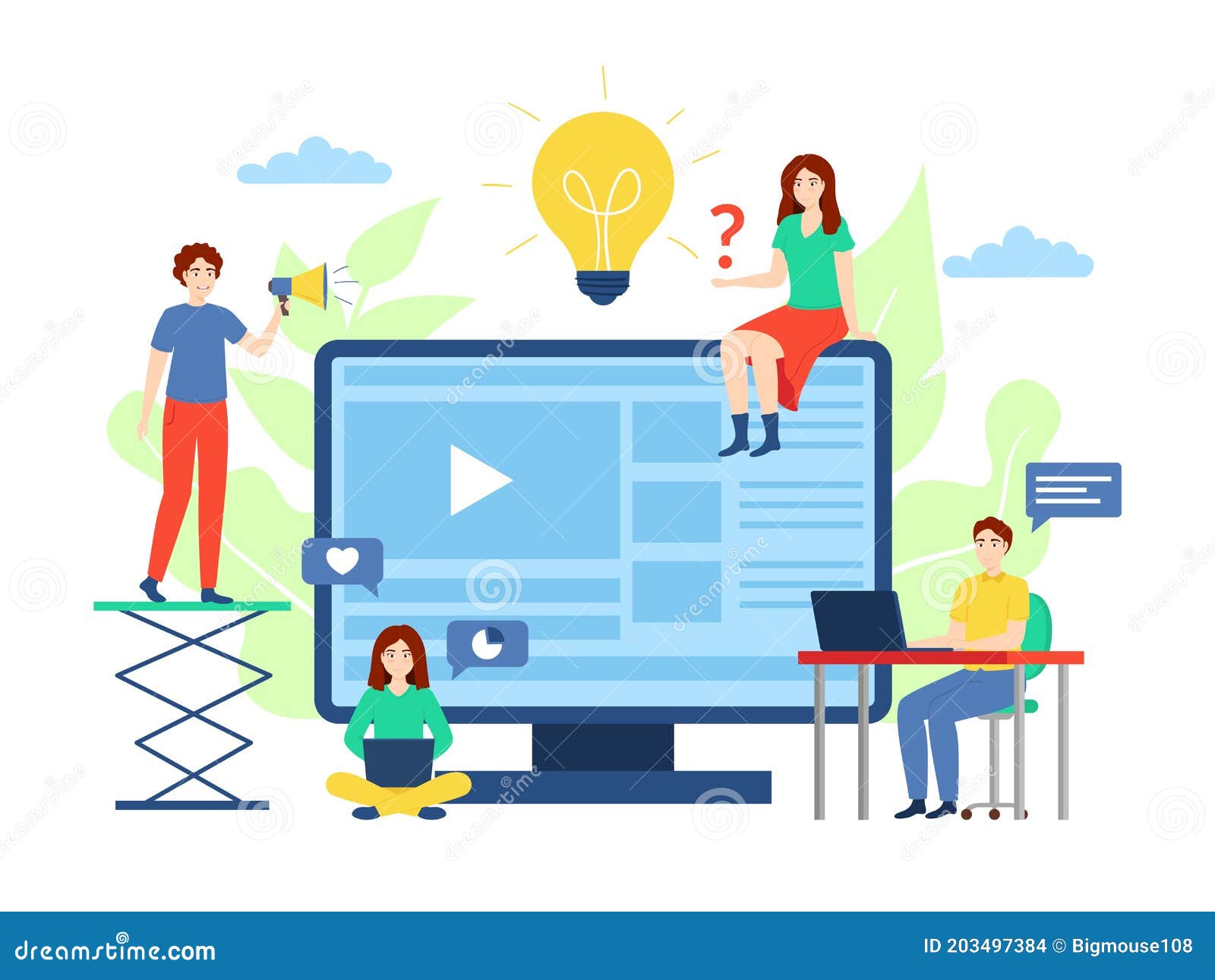 Elearning Concept - Online Learning System - Knowledge Growth Cartoon ...