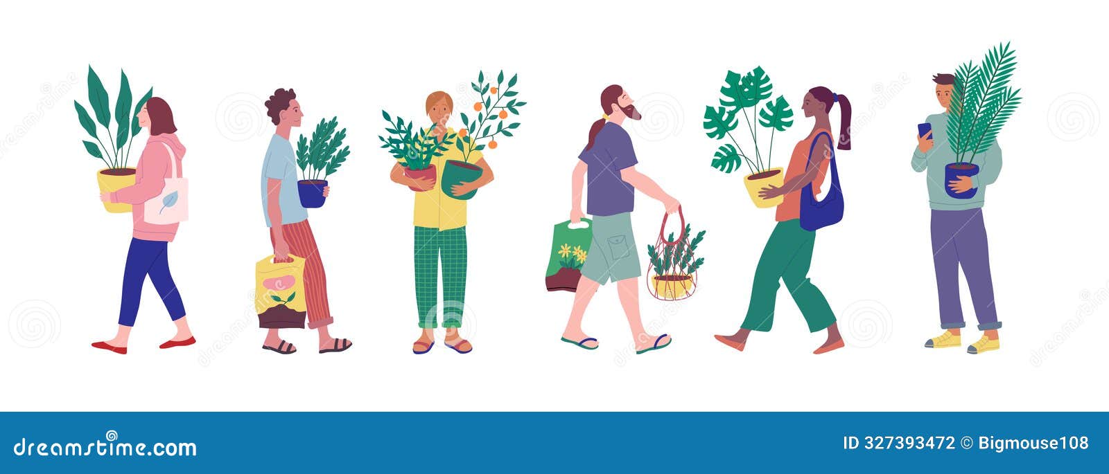 Cartoon Color Characters People Holding Plants Concept. Vector Stock ... Cartoon Color Characters People Holding Plants Concept. Vector Stock ...