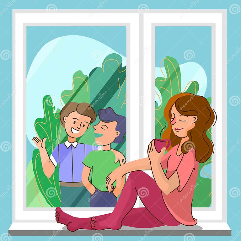 Cartoon Color Characters People and Introvert Vs Extravert Concept ...