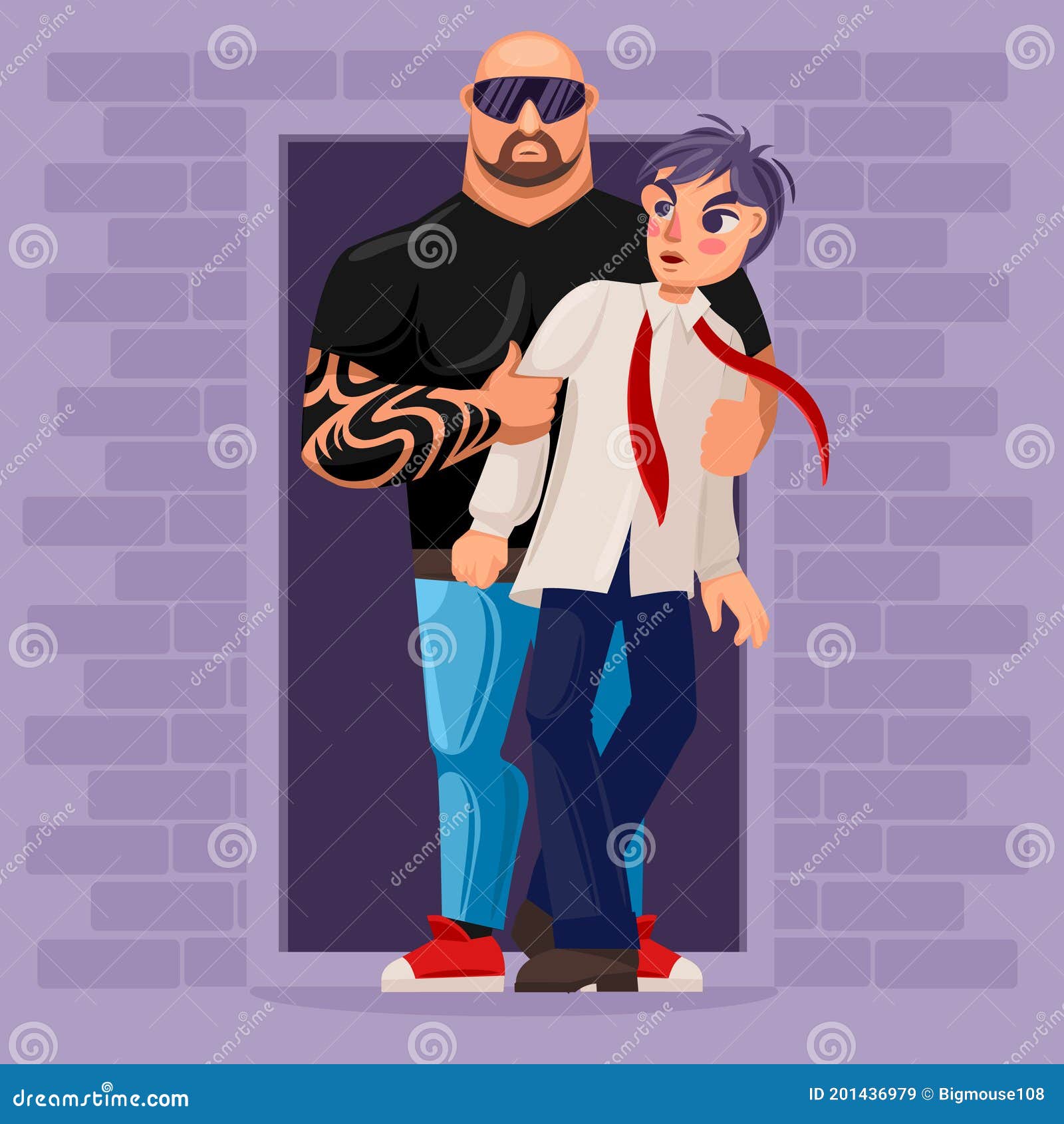 Cartoon Color Characters People and Security Troublemaker Concept ...
