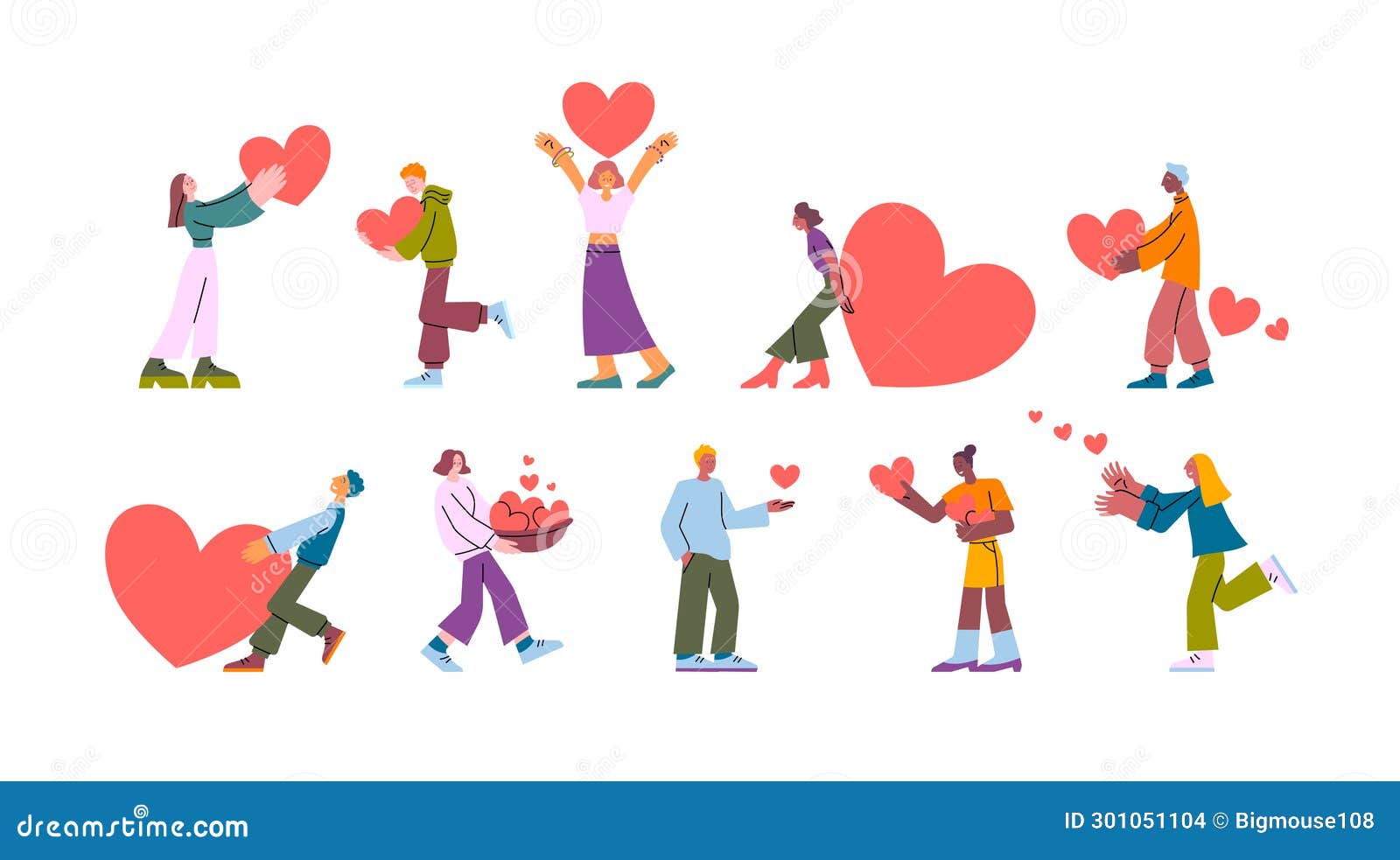 Cartoon Color Characters People Share Love Concept. Vector Stock Vector ... Cartoon Color Characters People Share Love Concept. Vector Stock Vector ...