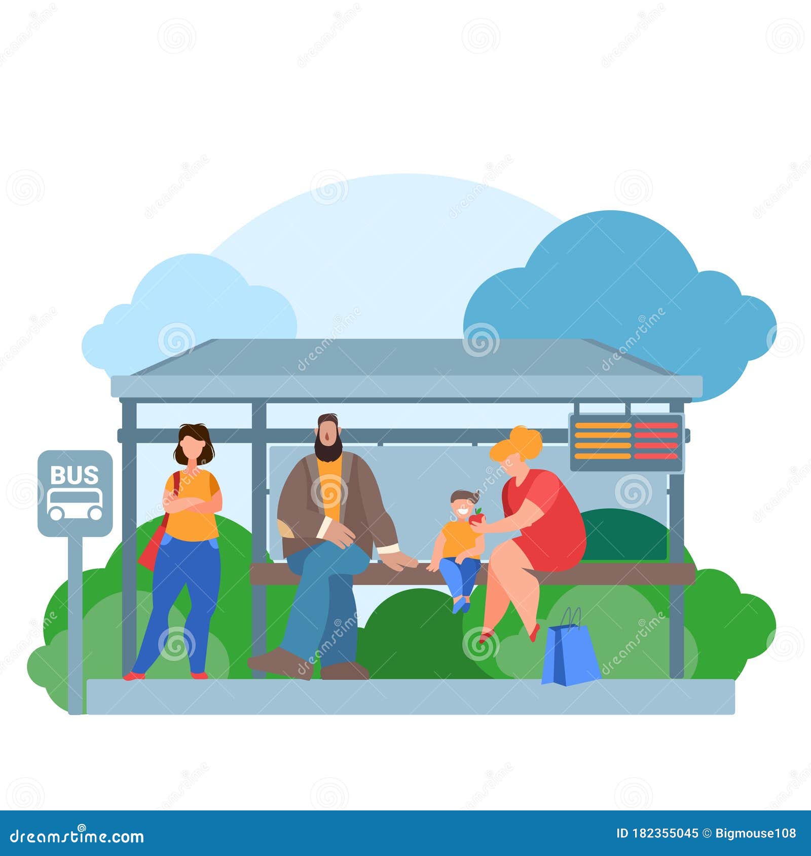 Cartoon Color Characters People Waiting Bus Concept. Vector Stock ... Cartoon Color Characters People Waiting Bus Concept. Vector Stock ...