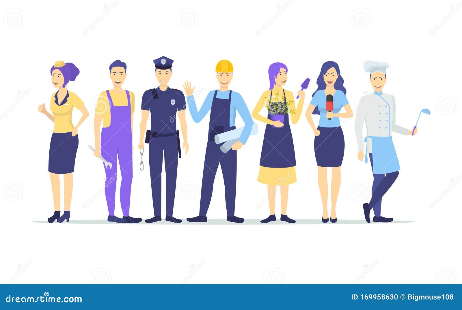Cartoon Color Different Characters Professions Set. Vector Stock Vector ...