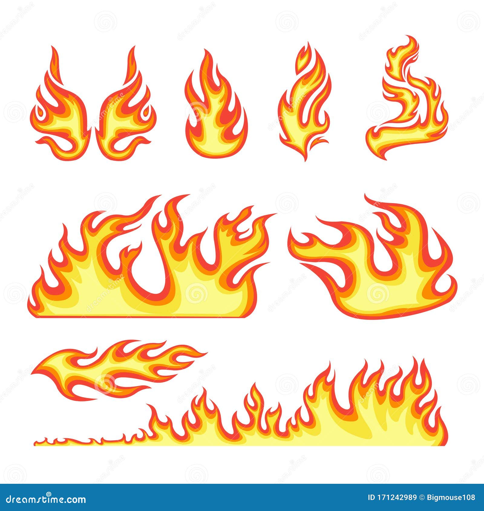 Cartoon Color Different Fire Element Set. Vector Stock Vector ...