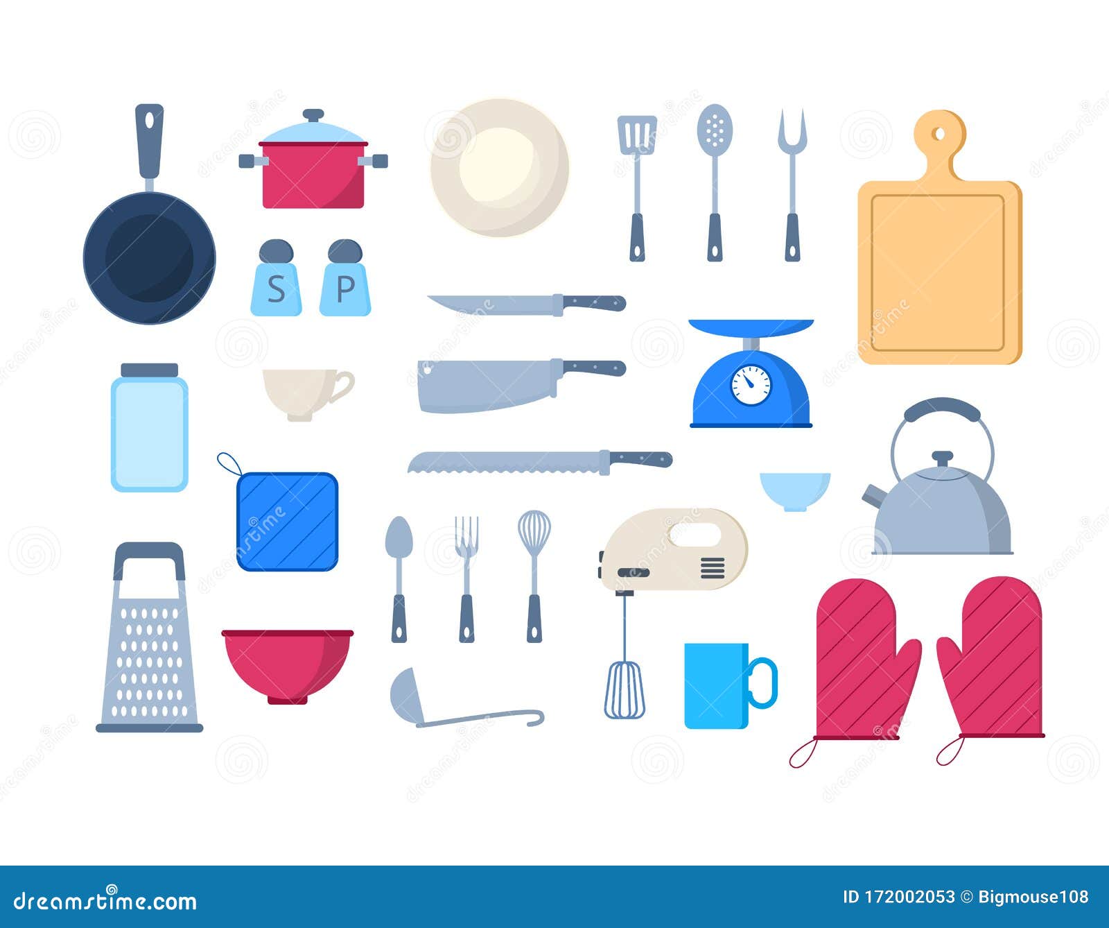 Cartoon Color Different Kitchen Tools Icon Set. Vector Stock Vector ...