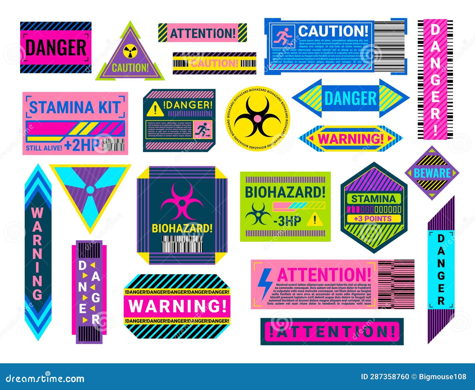 Cyberpunk Decal. Warning Label For Security Or Warning, Rerto ...