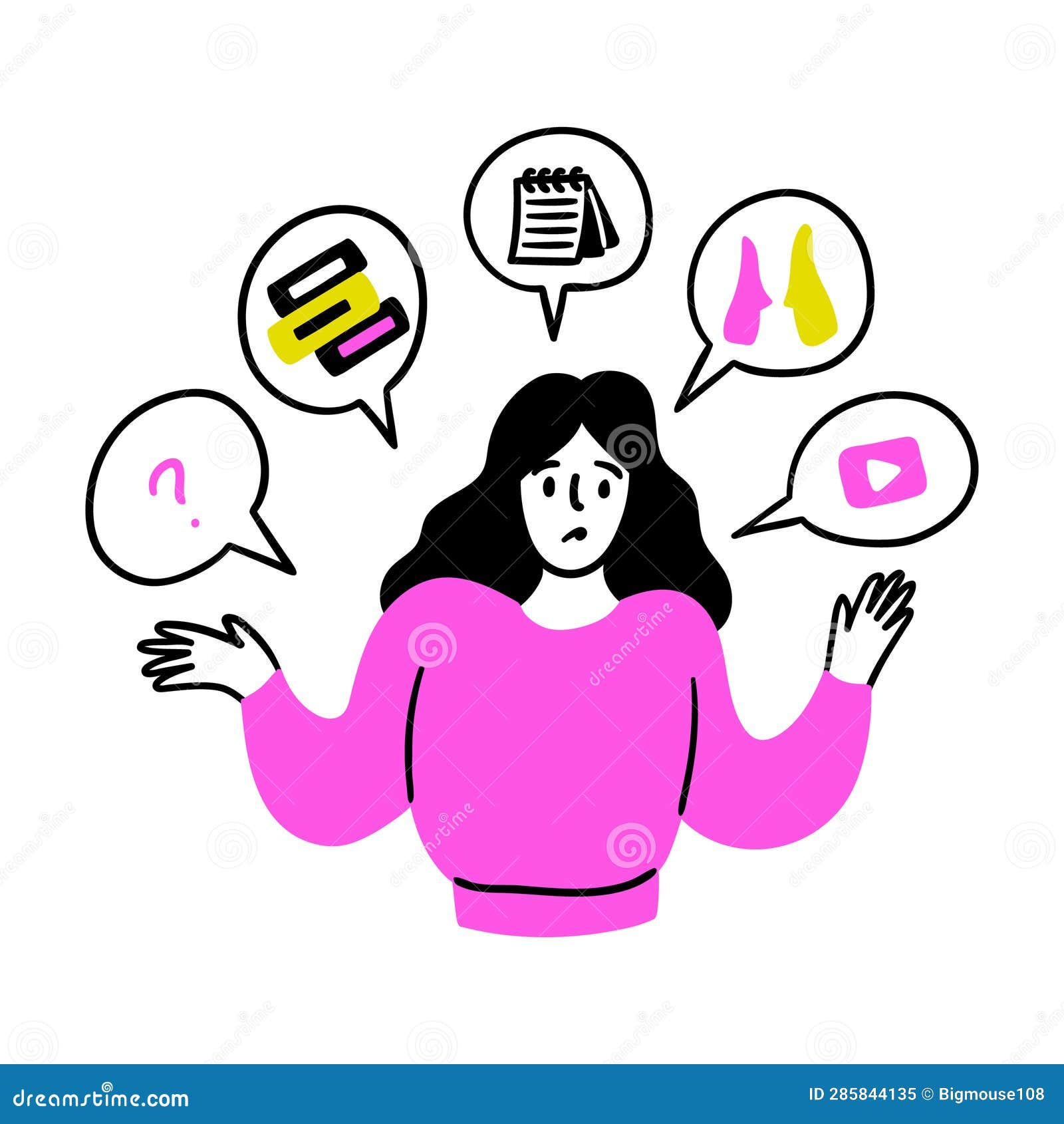 Cartoon Color Educational and Self-Development Concept Scene with ...