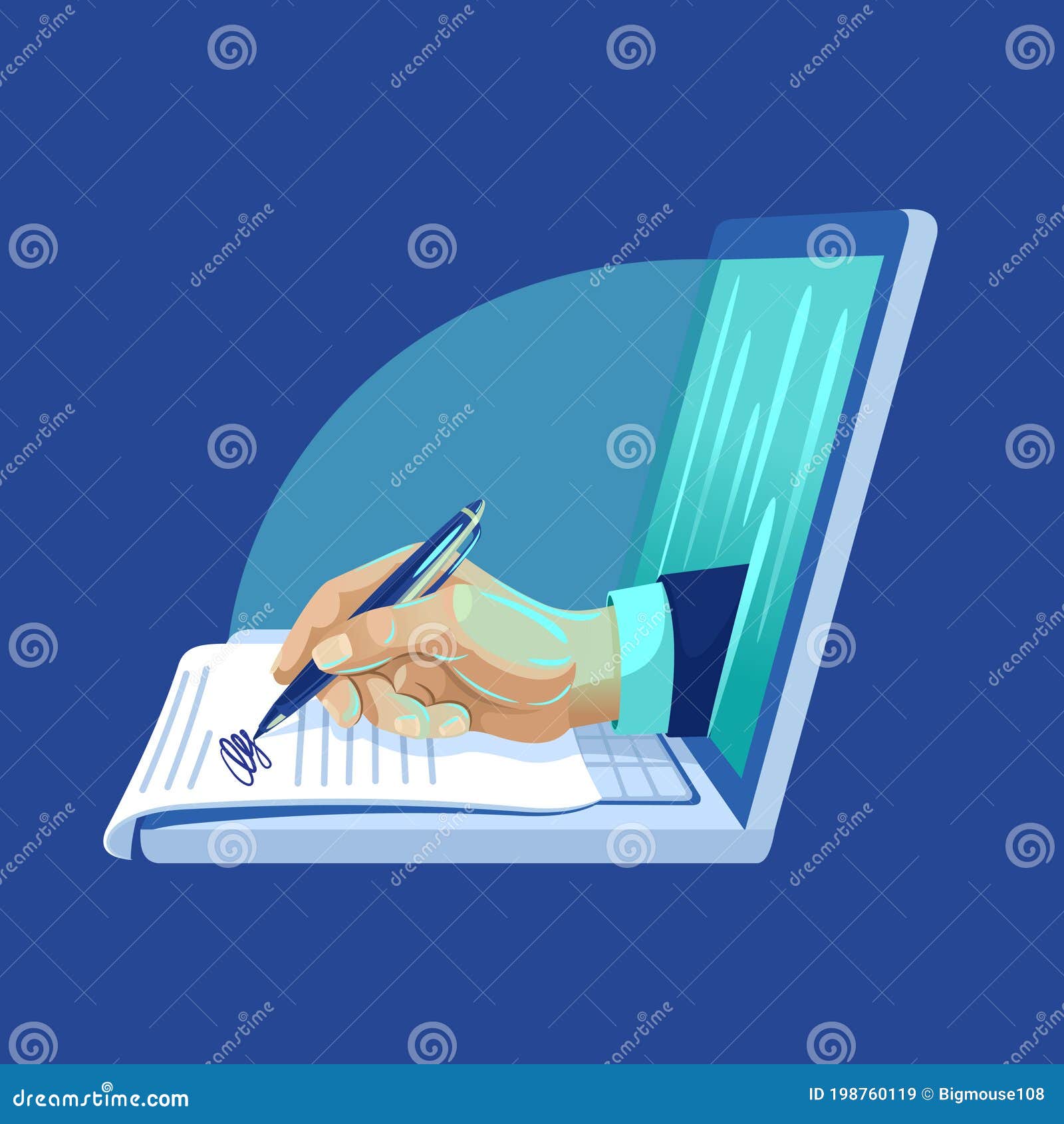 Cartoon Color Electronic Signature Concept. Vector Stock Vector ...