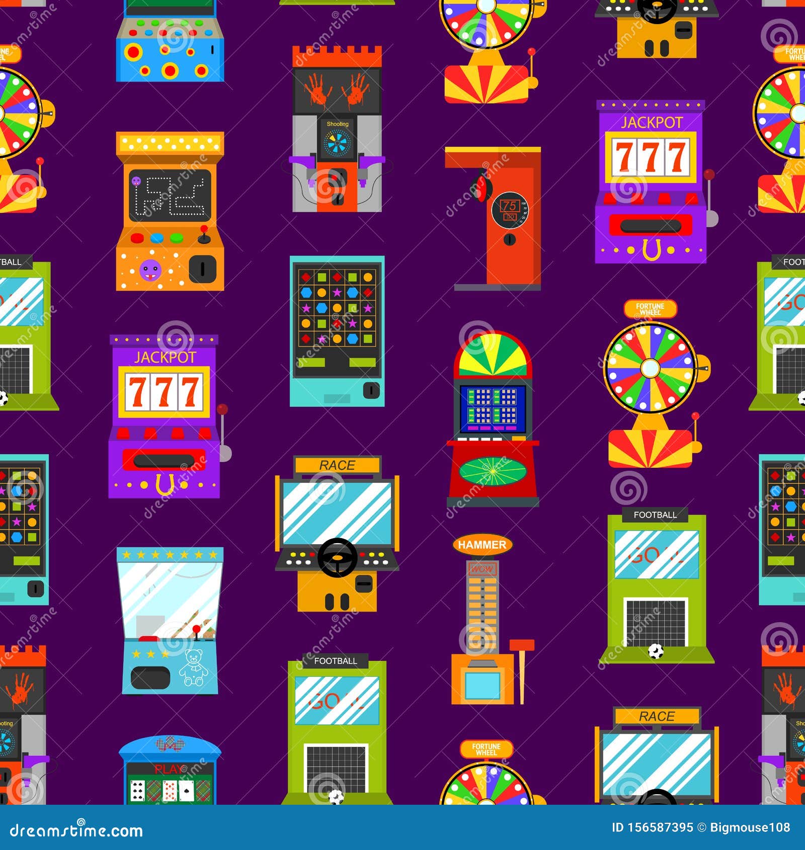 Cartoon Color Game Machine Seamless Pattern Background. Vector Stock ...