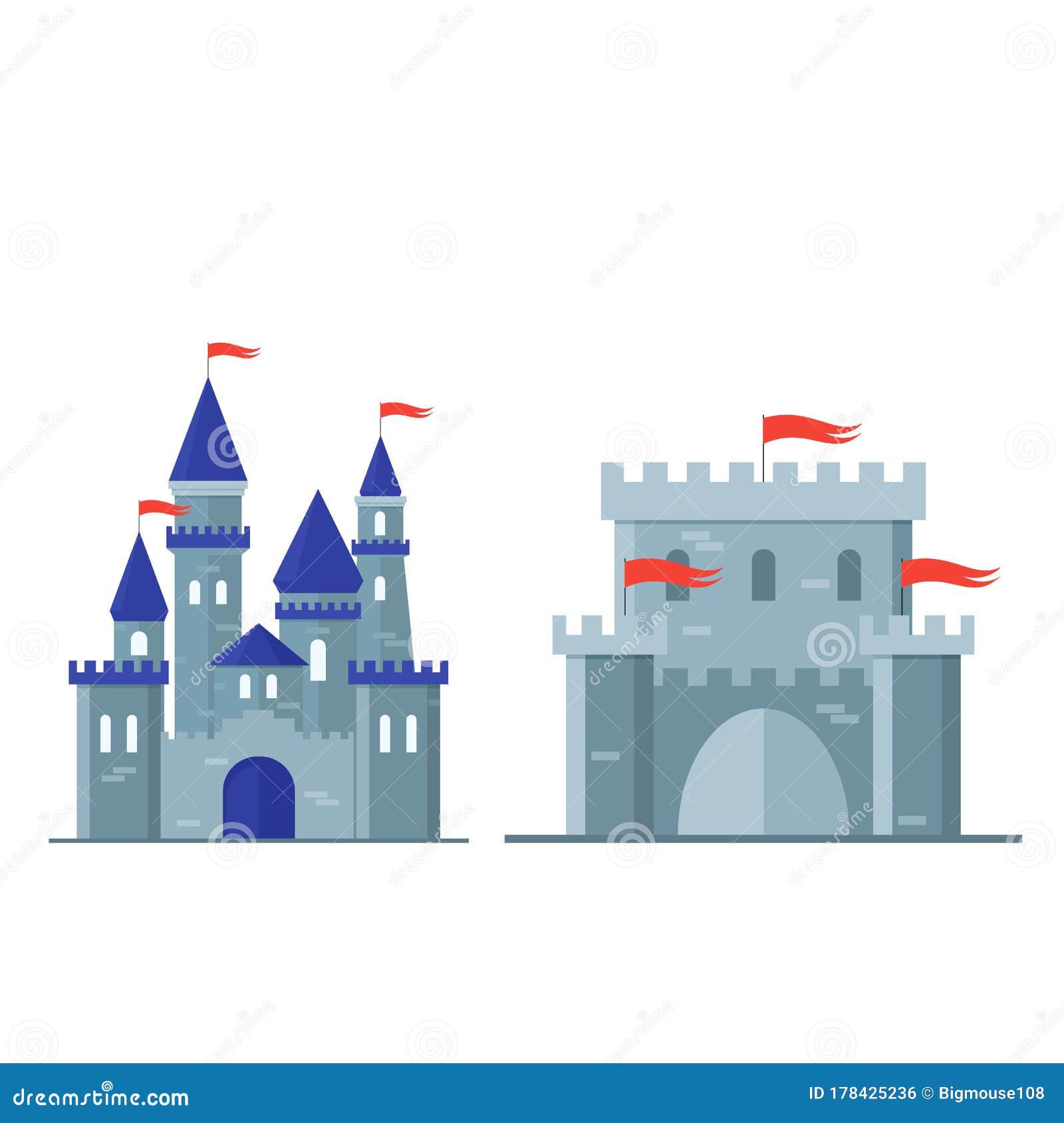 Cartoon Color Medieval Castle Building Concept. Vector Stock Vector ...