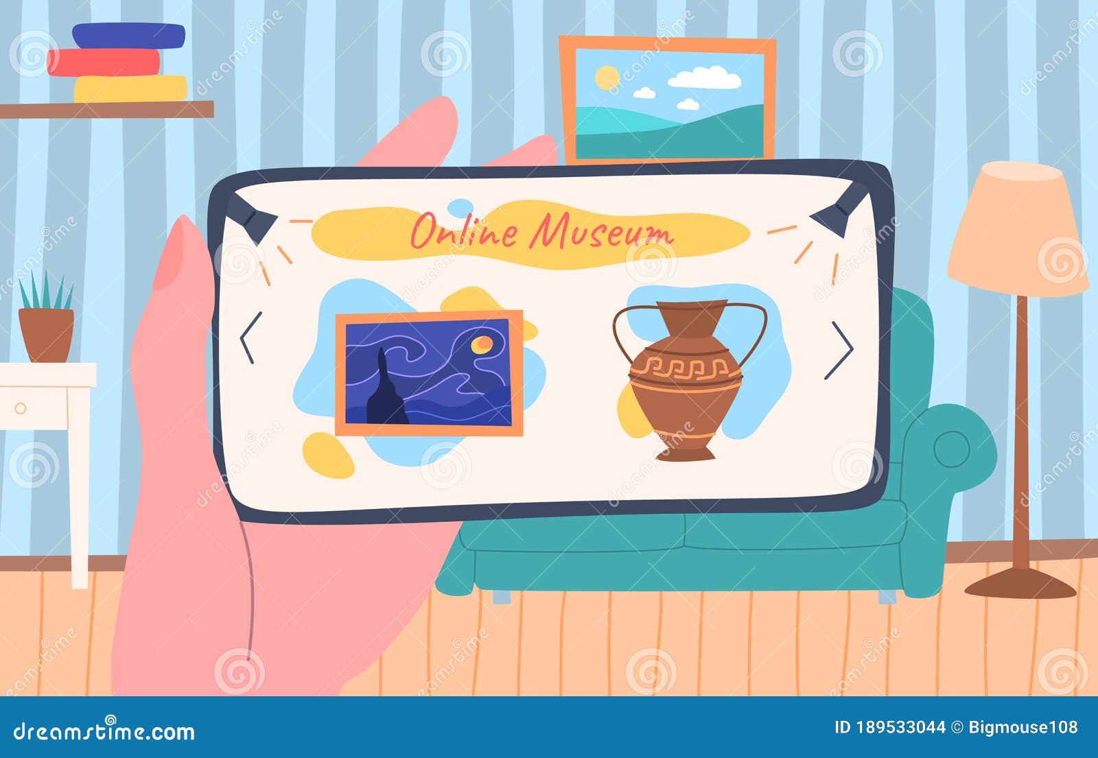 Cartoon Color Museum Exhibit Online Concept. Vector Stock Vector ...