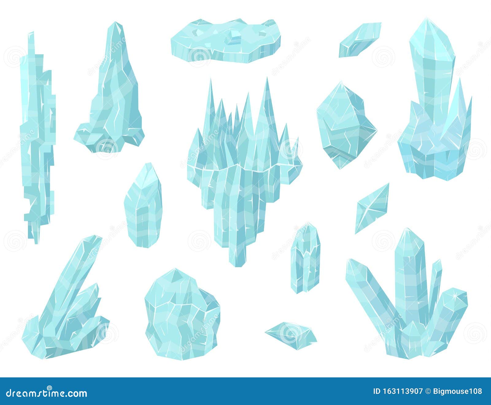 Cartoon Color Pieces of Ice Set. Vector Stock Vector - Illustration of ...