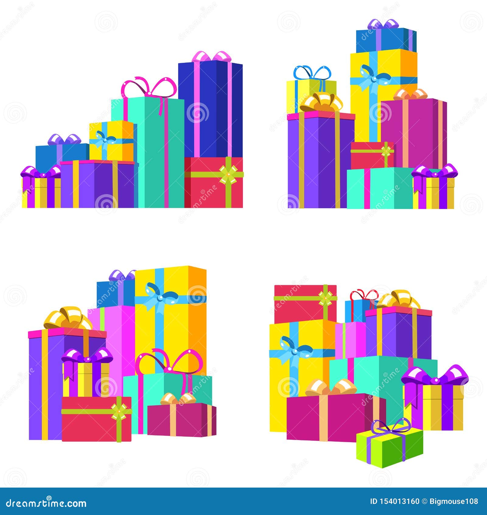 Cartoon Color Pile Gift Box Set. Vector Stock Vector - Illustration of ...