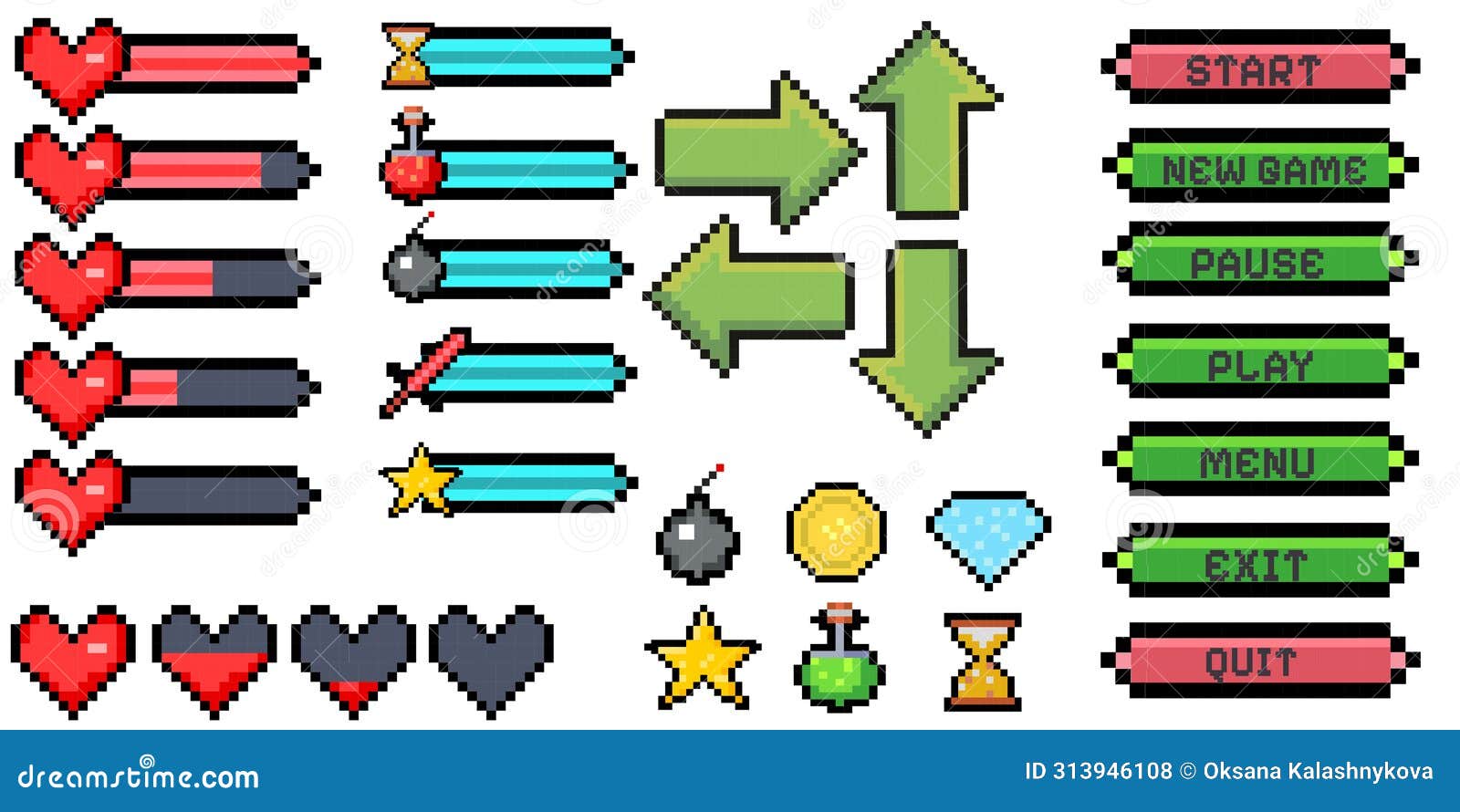 Pixel Menu Buttons. Retro Video Game Interface Icons, 8 Bit Game Panel ... Pixel Menu Buttons. Retro Video Game Interface Icons, 8 Bit Game Panel ...