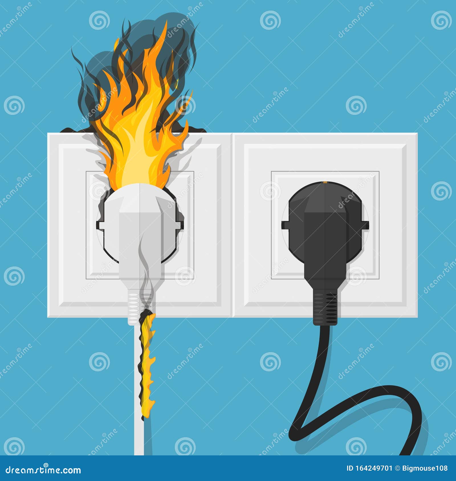 Cartoon Color Plug on Fire and Normal. Vector Stock Vector ...