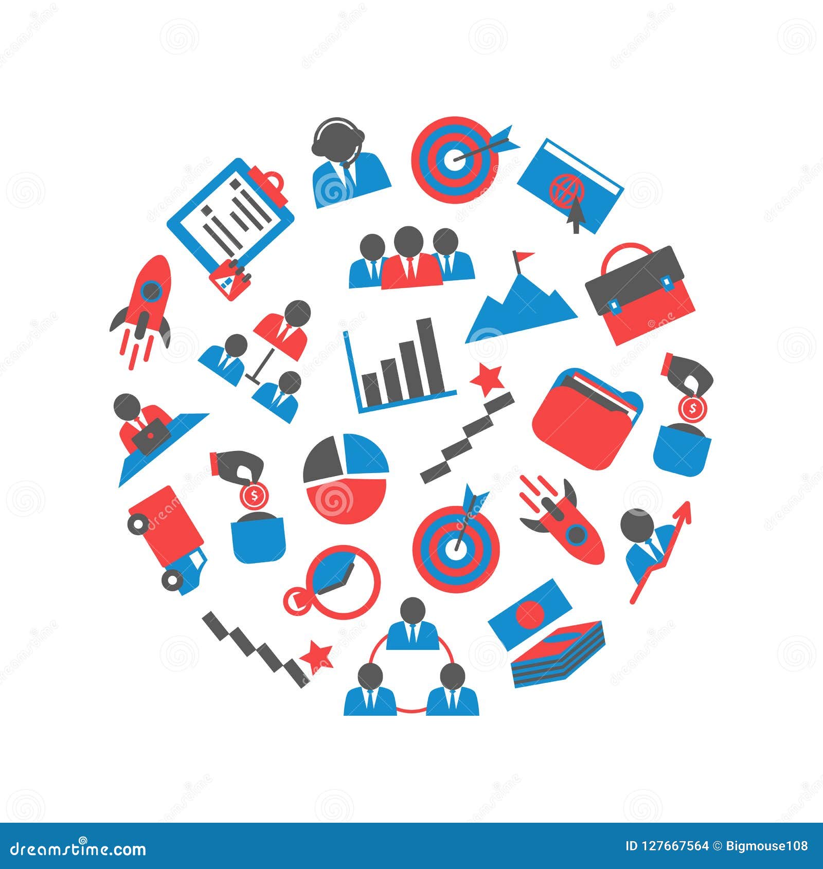 Cartoon Color Project Management Round Design Template Ad. Vector Stock ...