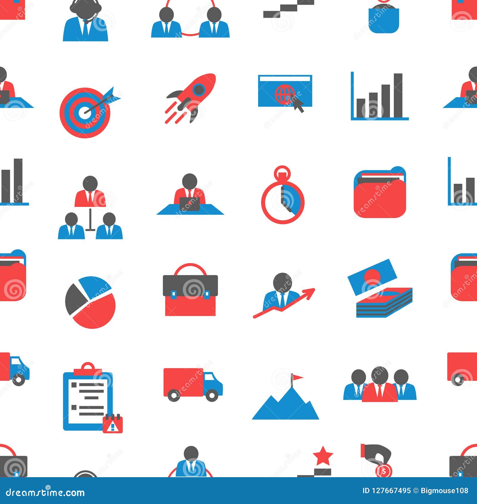 Cartoon Color Project Management Seamless Pattern Background. Vector ...