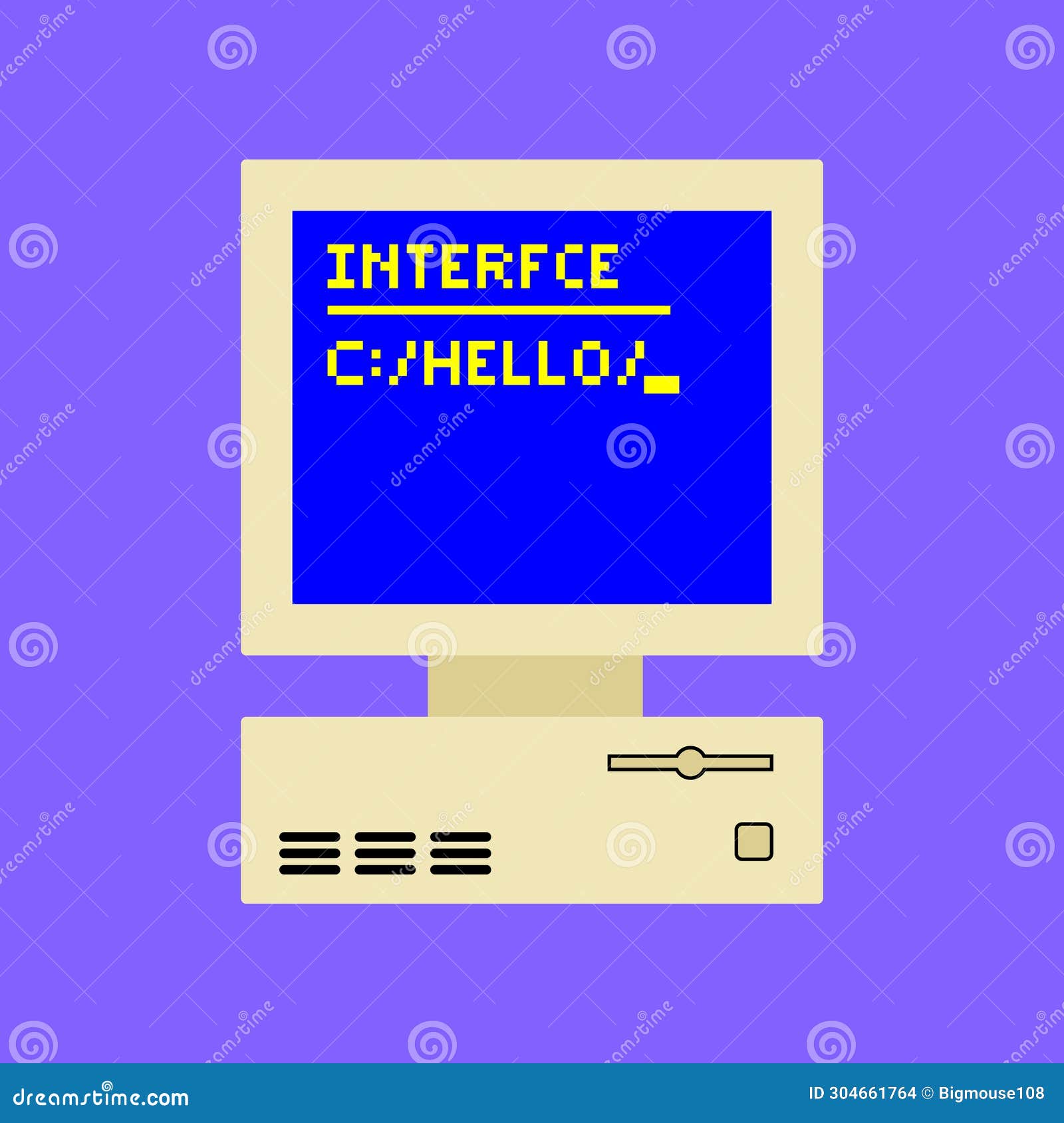 Cartoon Color Retro Computer Monitor. Vector Stock Vector ...