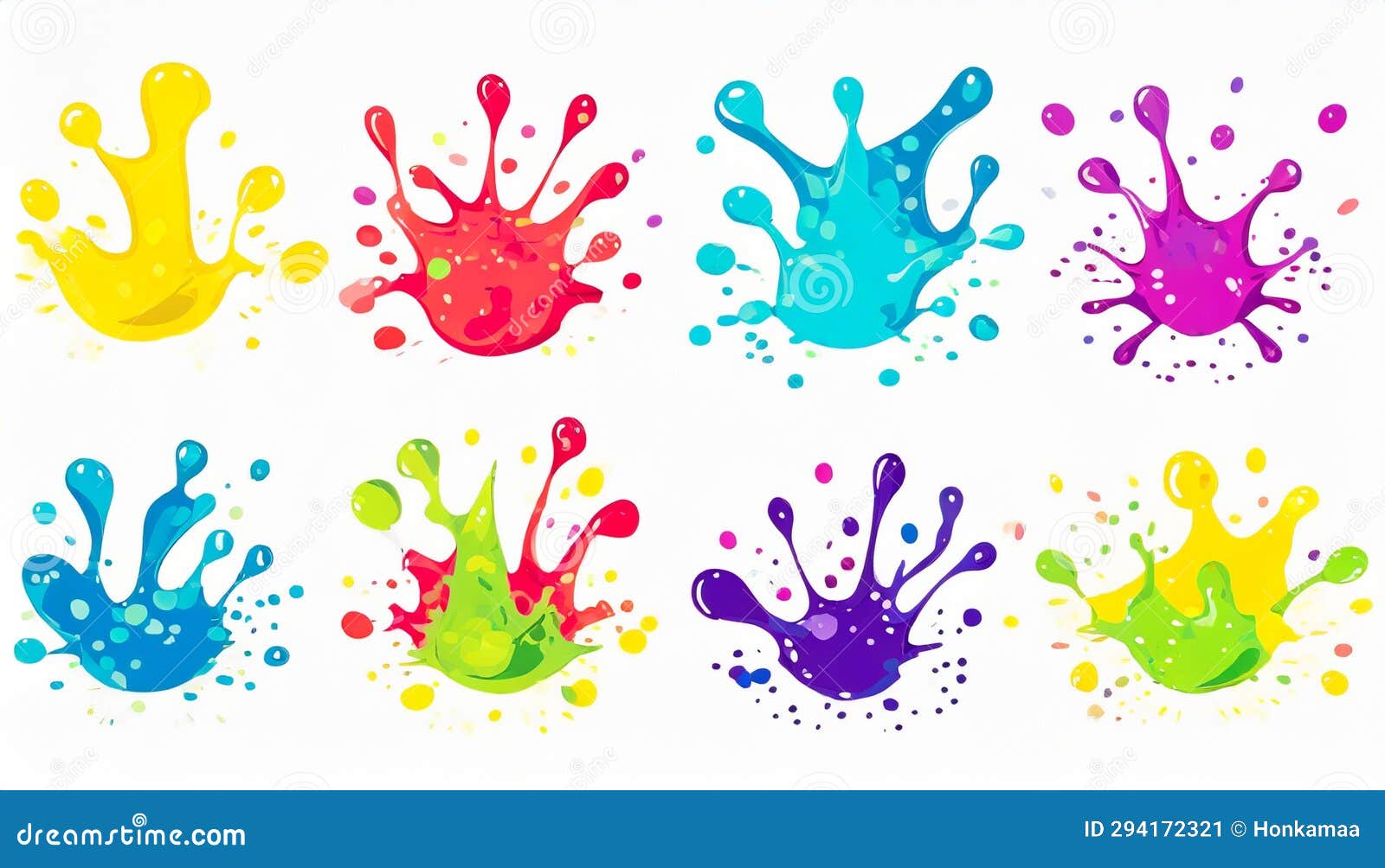 Cartoon color splashes stock illustration. Illustration of drops ...