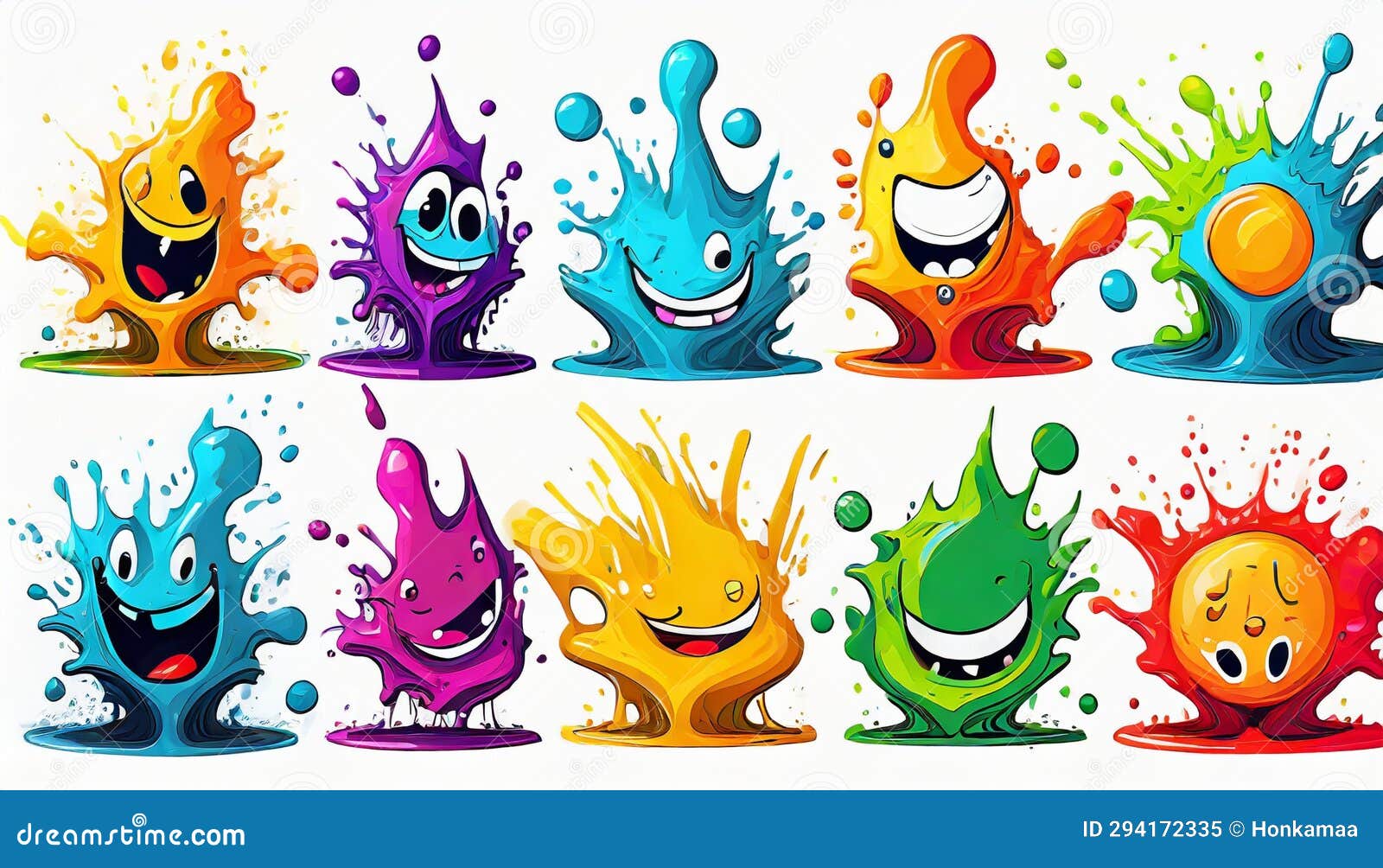 Cartoon color splashes stock illustration. Illustration of liquid ...
