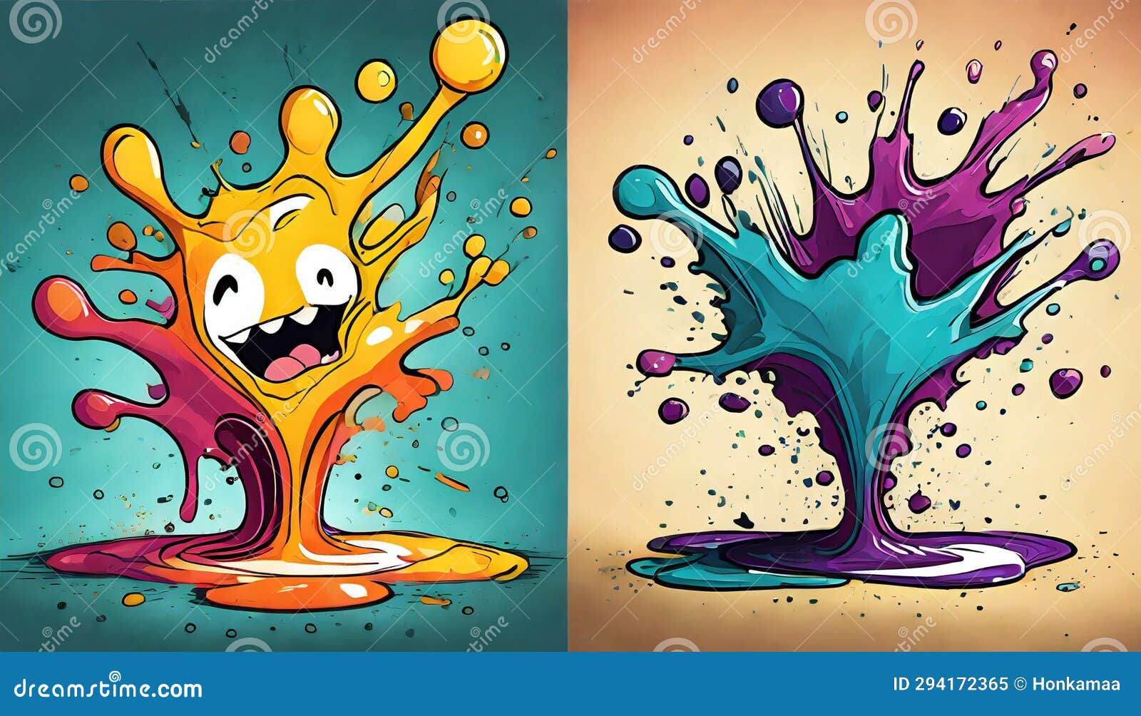 Cartoon color splashes stock illustration. Illustration of drops ...