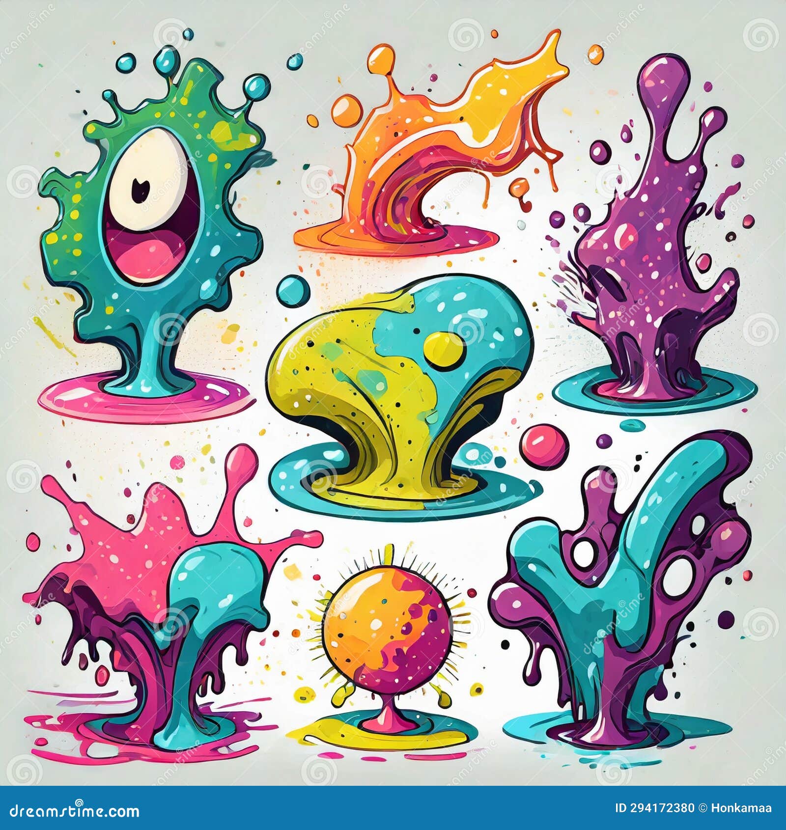 Cartoon color splashes stock illustration. Illustration of mess - 294172380
