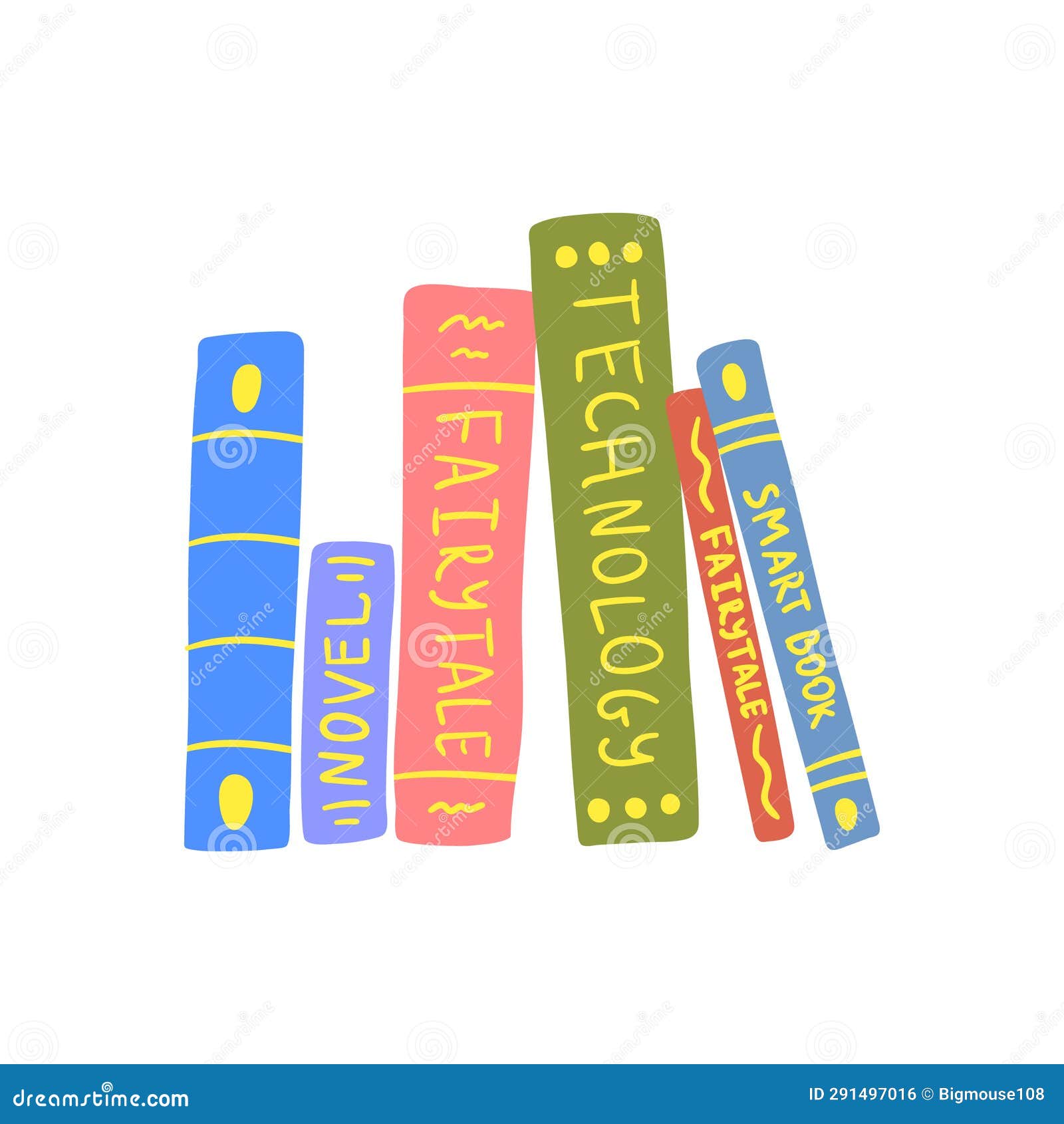 Cartoon Color Stack Different Stack Books and Tutorials Set Concept ...