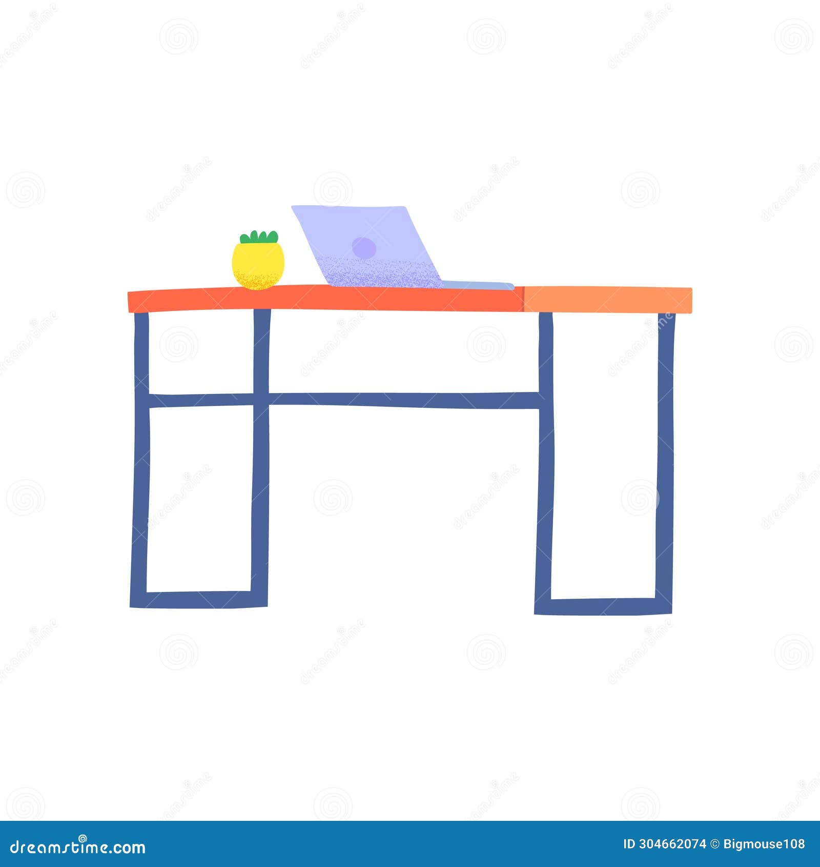 Cartoon Color Table with Laptop Concept. Vector Stock Vector ...