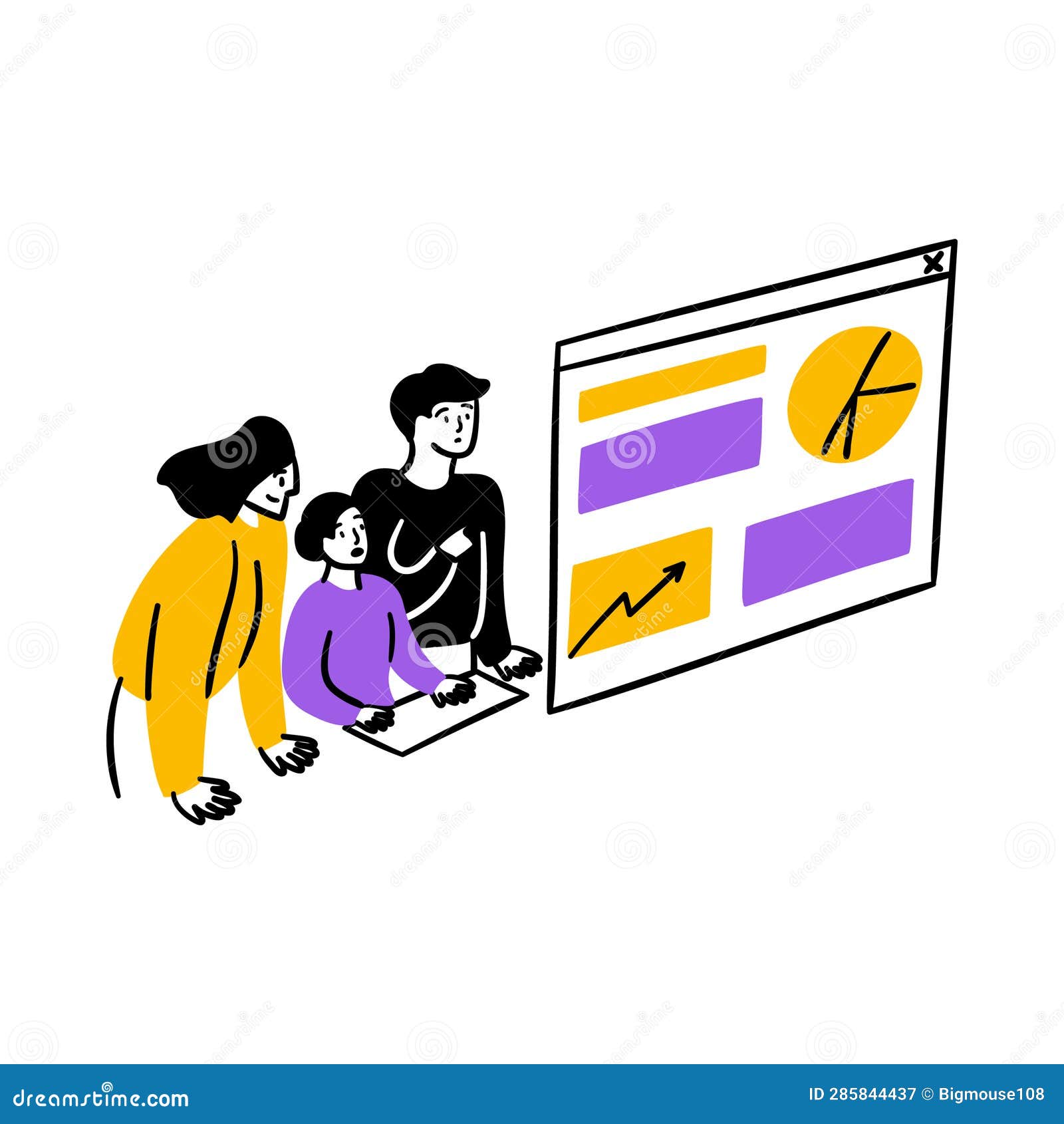Cartoon Color Teamwork Concept with Characters People. Vector Stock ...