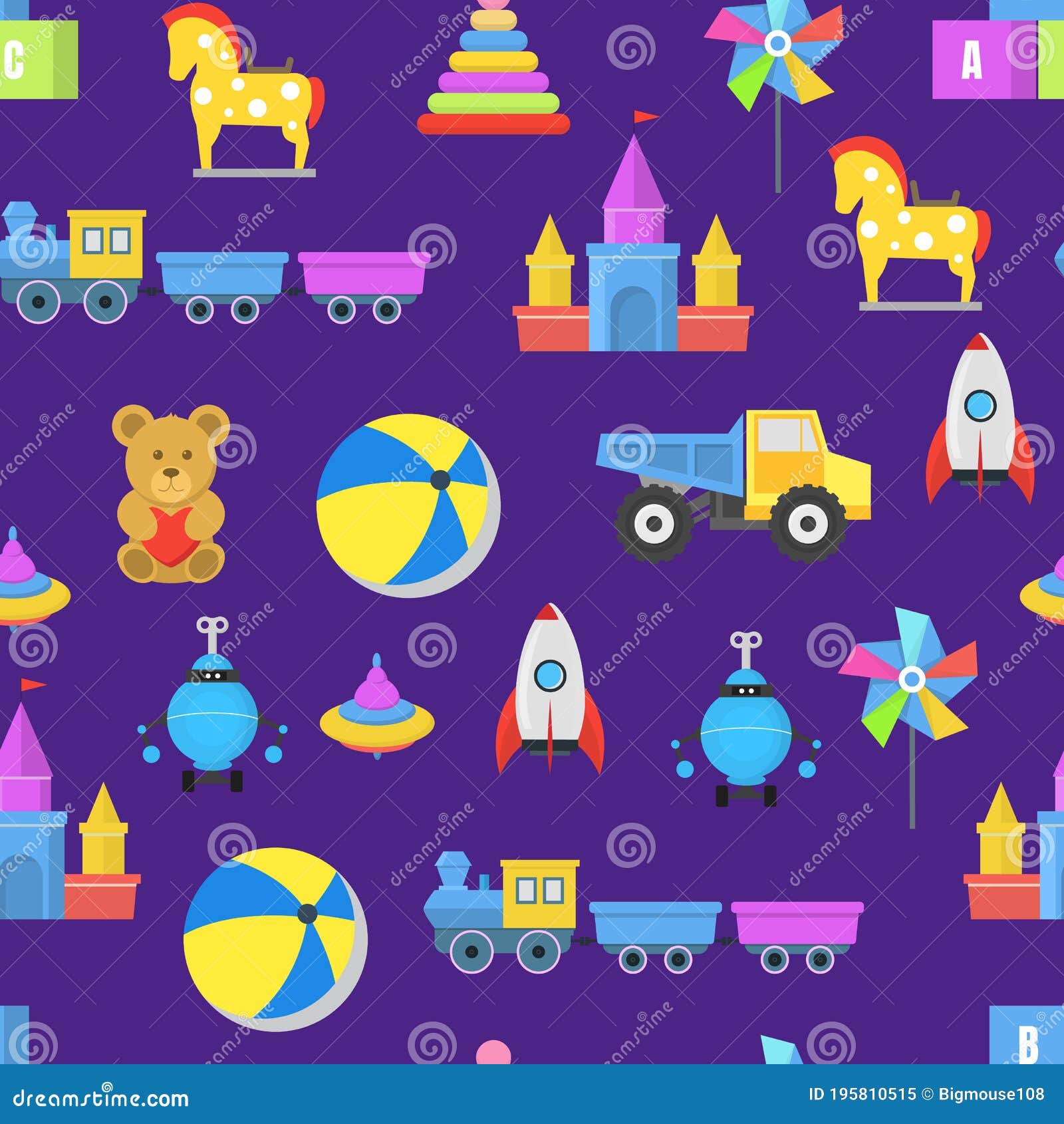 Cartoon Color Toys Seamless Pattern Background. Vector Stock Vector ...