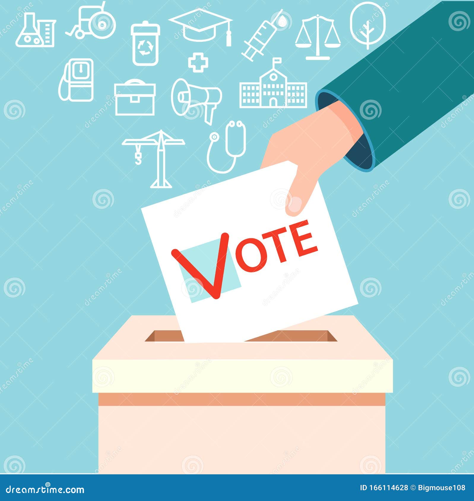 Cartoon Color Voting Process Poster Card. Vector Stock Vector ...