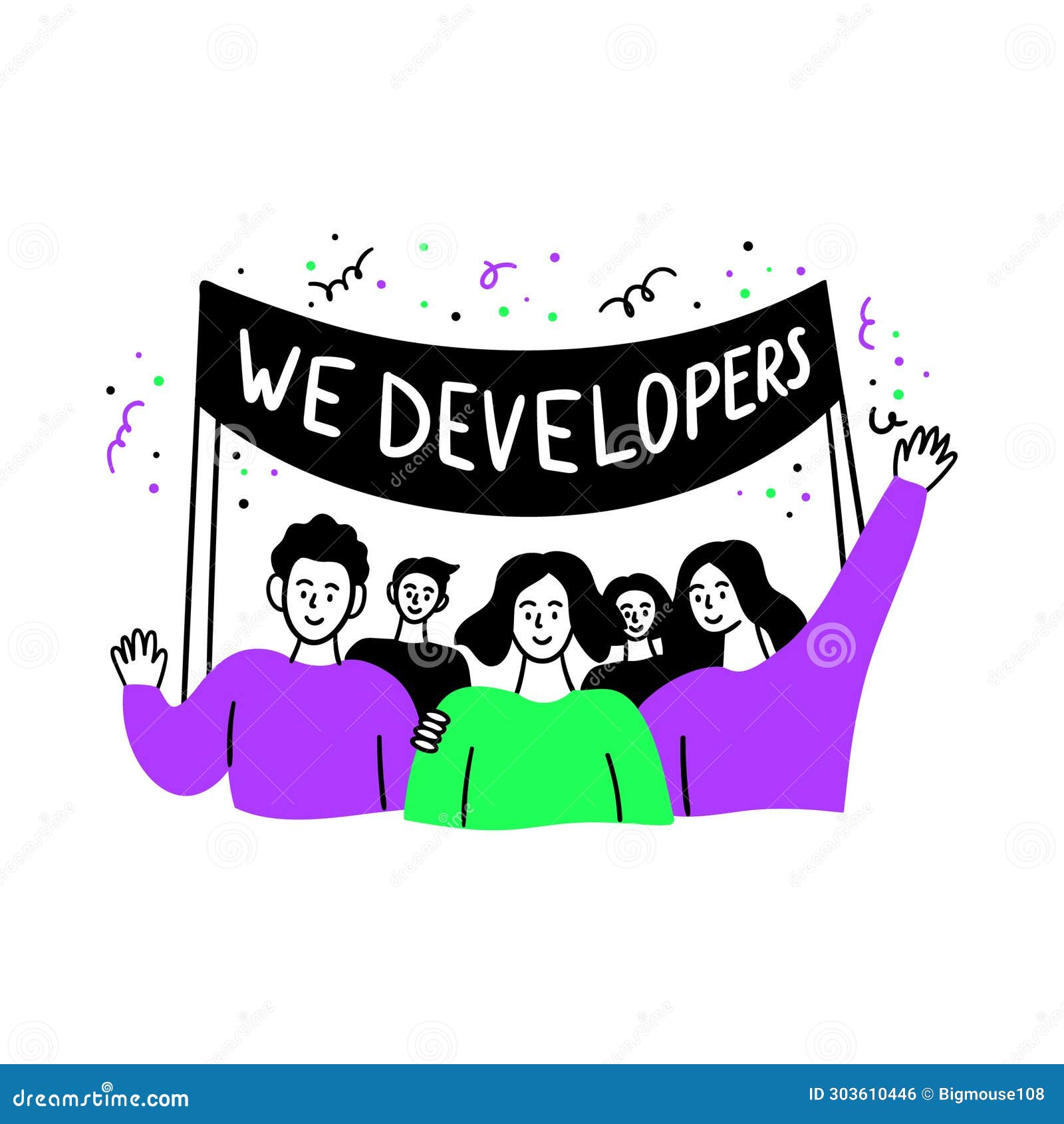 Cartoon Color Web Development Concept Scene with Characters People ...