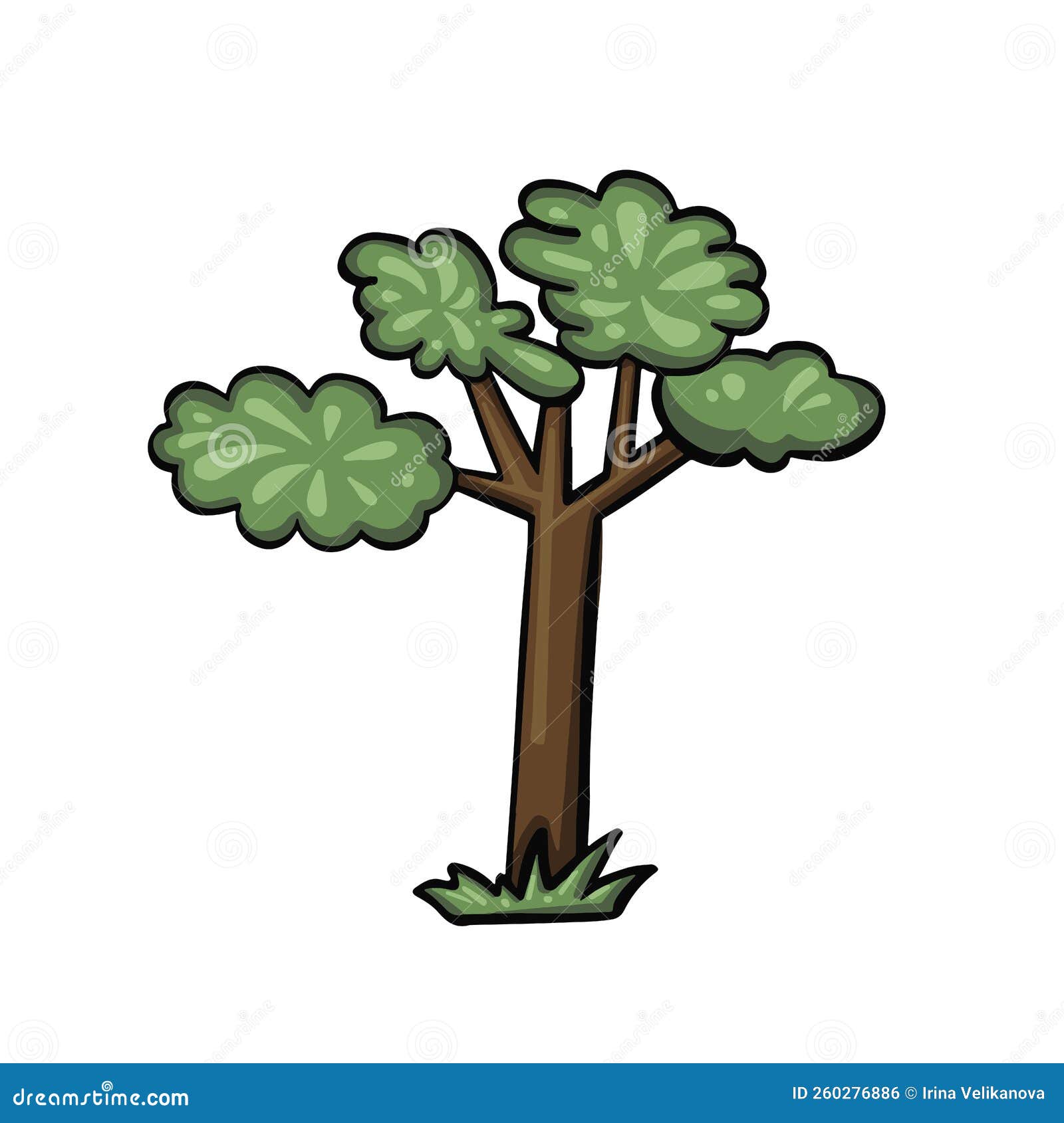 Cartoon Colored Forest Tree Oak Vector Illustration Stock Vector ...